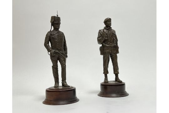 A cast resin bronzed military British soldier sculpture by Peter Hicks ...