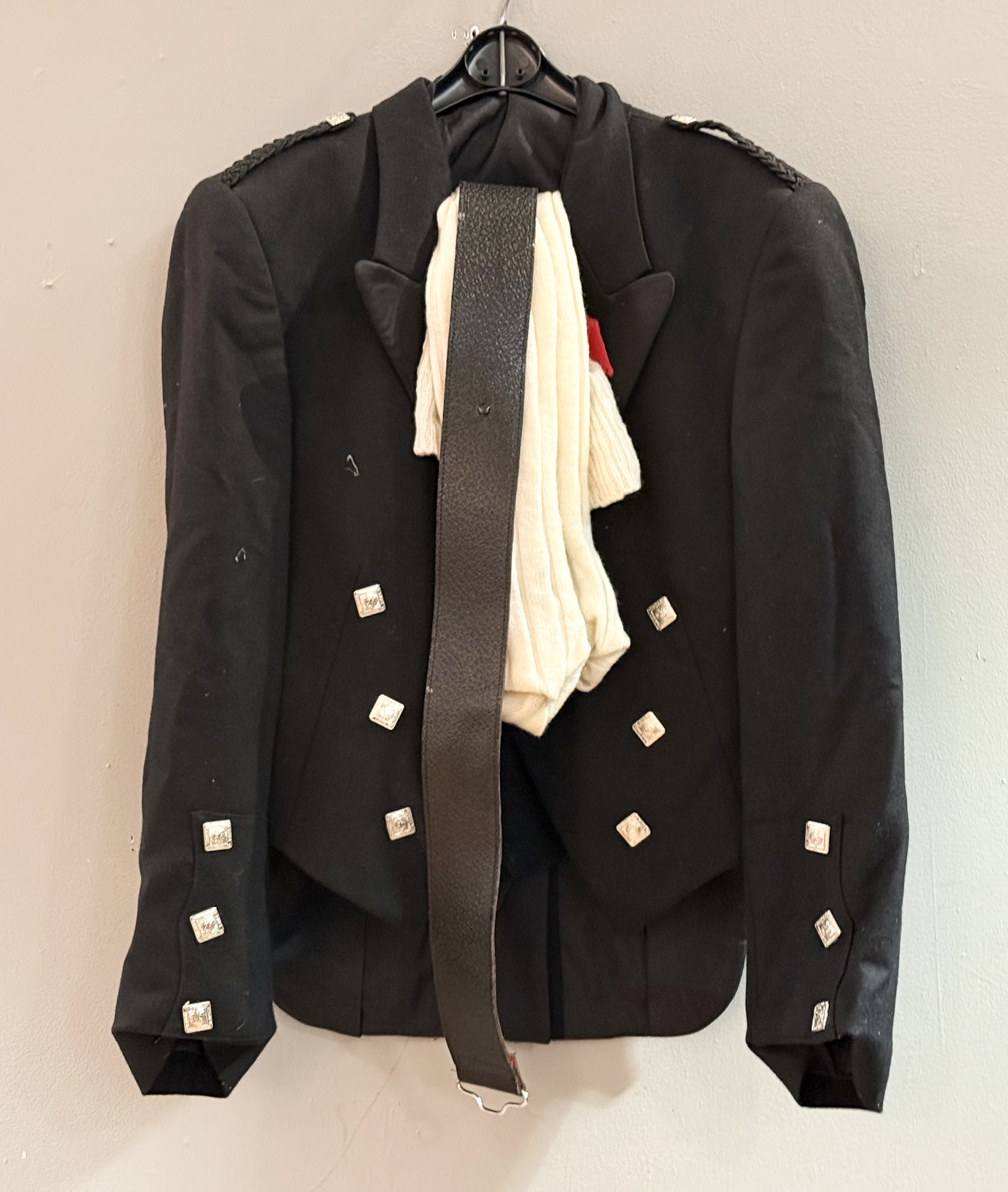 A Bonnie Prince Charlie jacket and waistcoat (Hector Russell), kilt ...