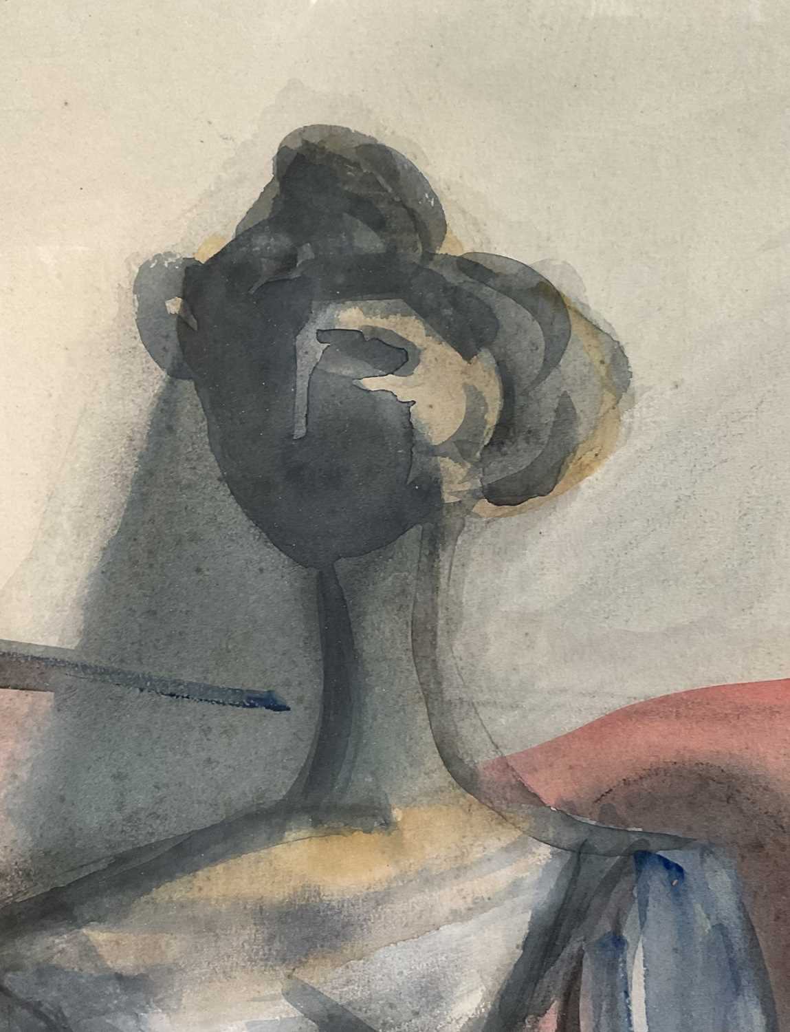 20th century Abstract watercolour, seated female form, 37cm x 47cm ...