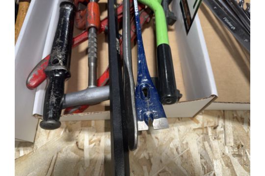 Assorted Hand Tools, Barrel Wrenches, Bolt Cutter, Rigid Pipe Cutoff ...