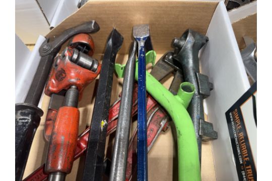 Assorted Hand Tools, Barrel Wrenches, Bolt Cutter, Rigid Pipe Cutoff ...