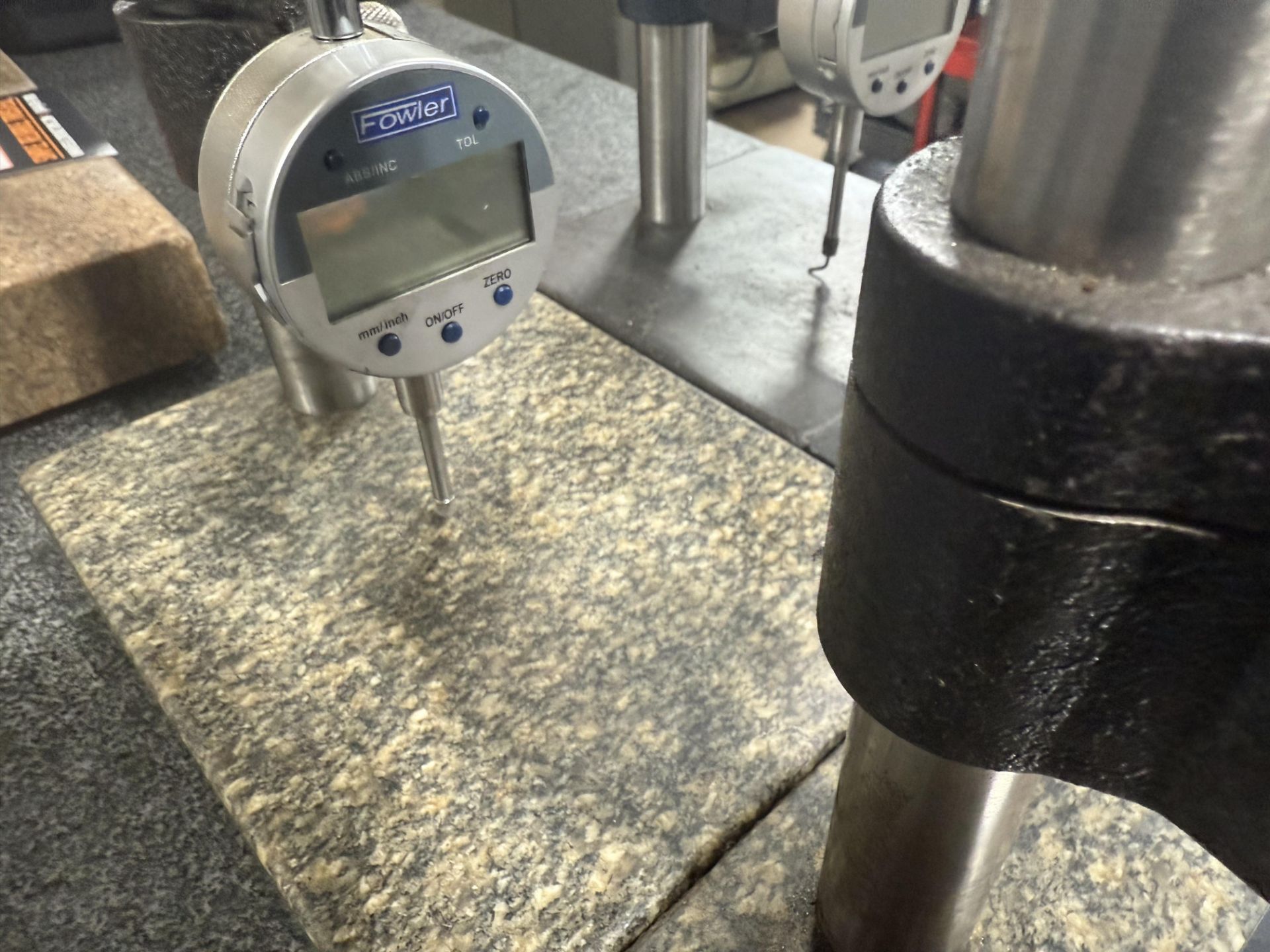(4) Black & Brown Granite Test Stands with Digital & Dial Indicators ...