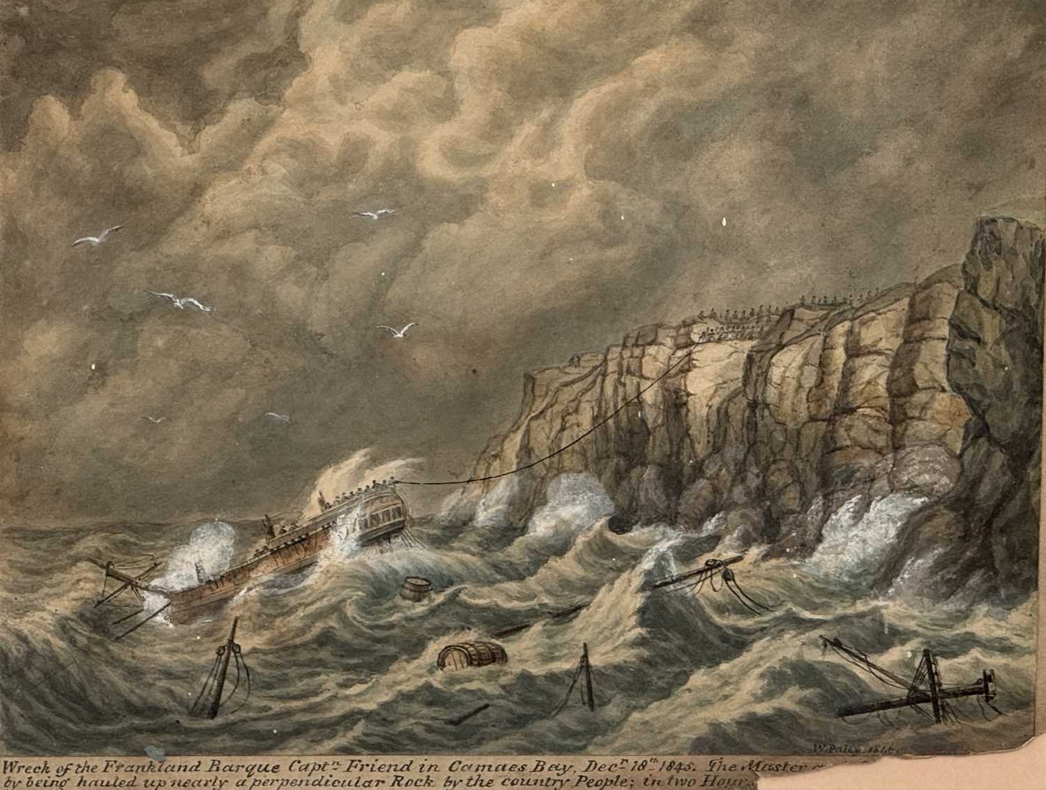 W. PALEY (active mid-19th century) watercolour - 'Wreck of the ...