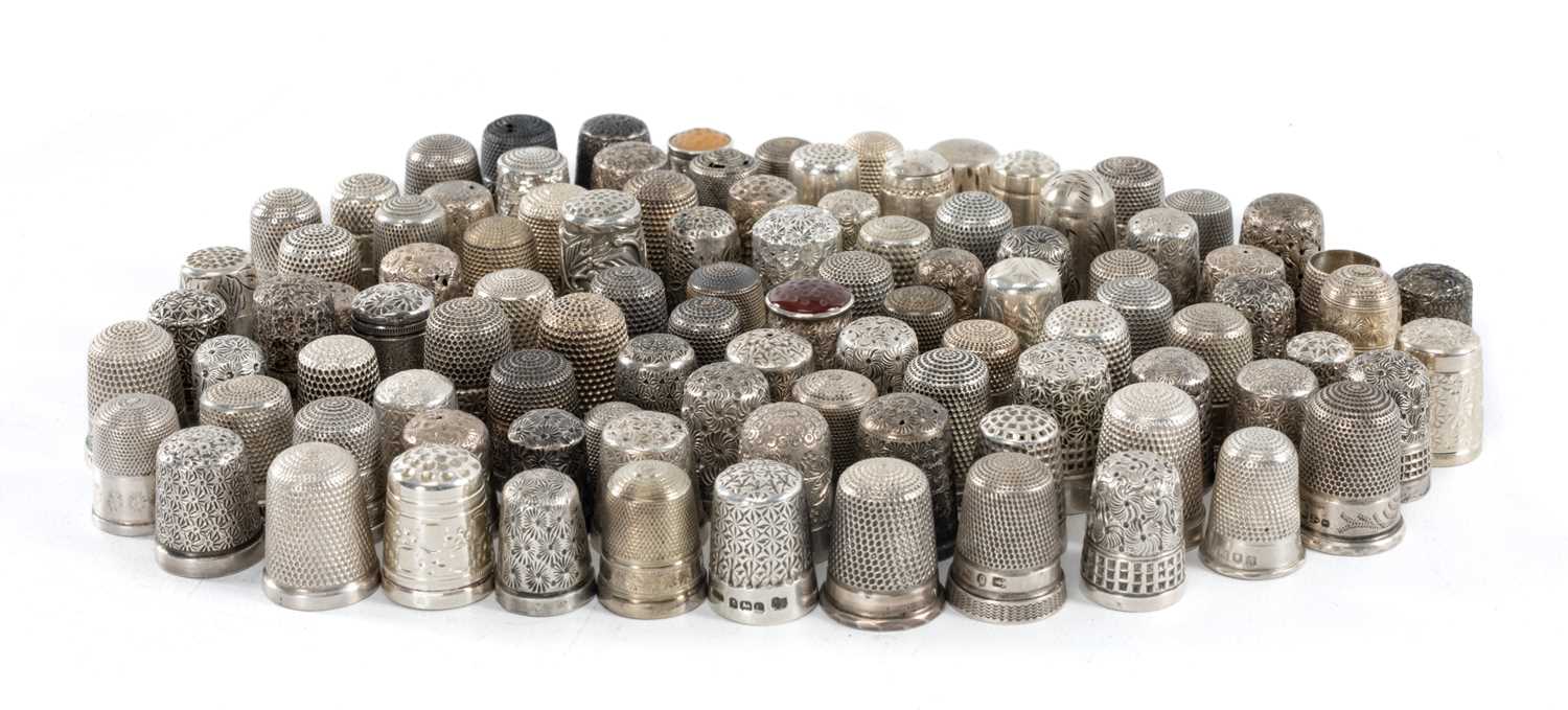 COLLECTION OF STERLING SILVER THIMBLES, approx. 100, gross weight ...