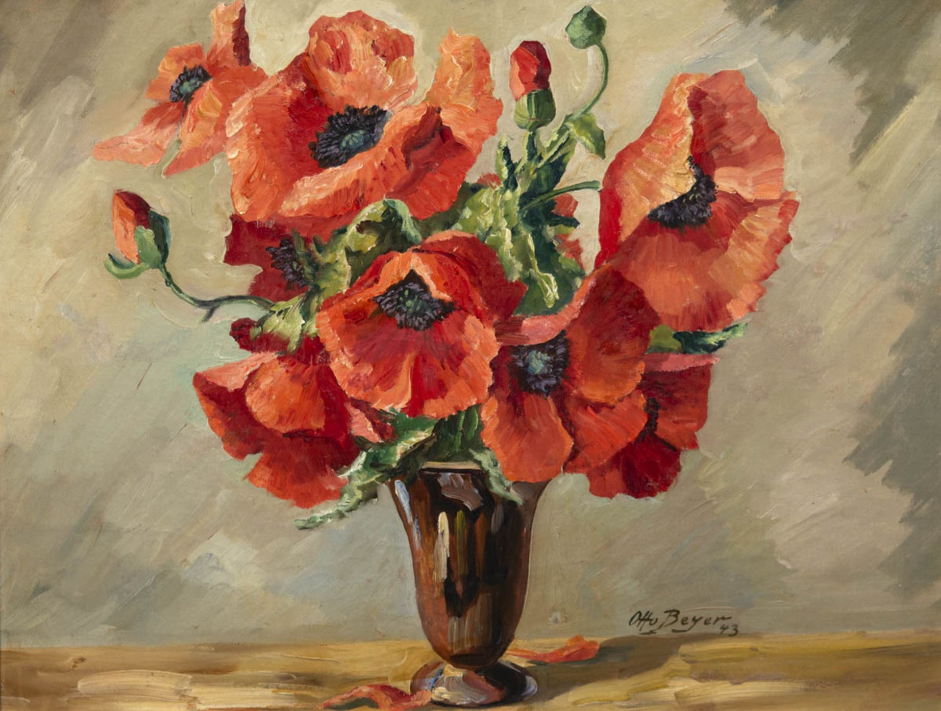 Gemalde Mohnblumen In Vase