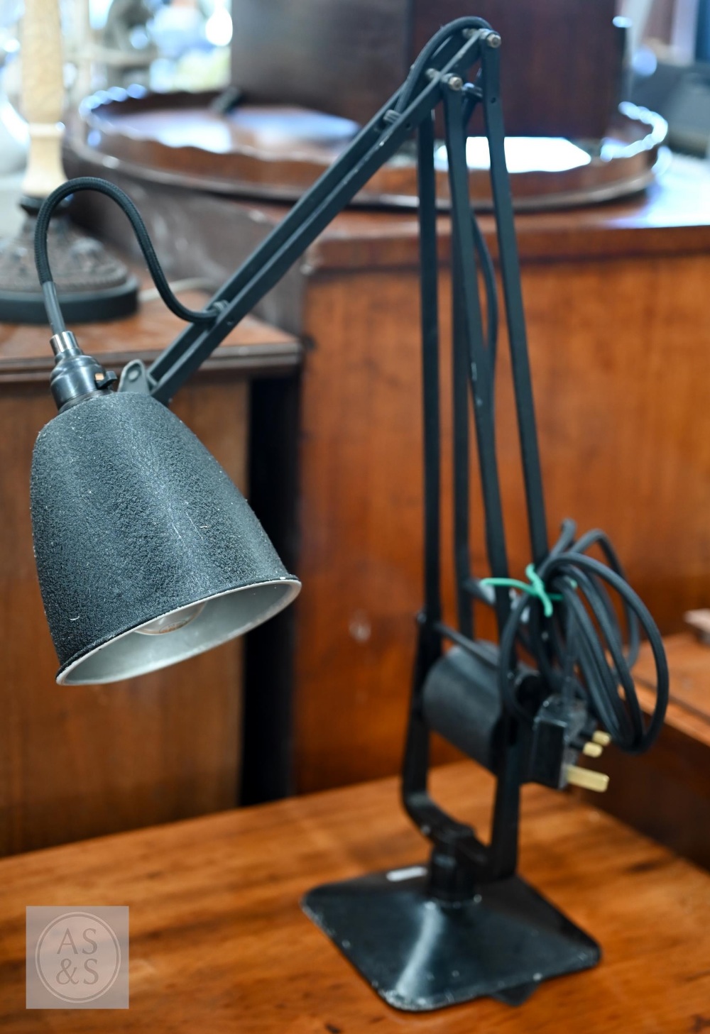 A 1960s Hadrill & Horstmann work lamp with magnifier and barrel ...