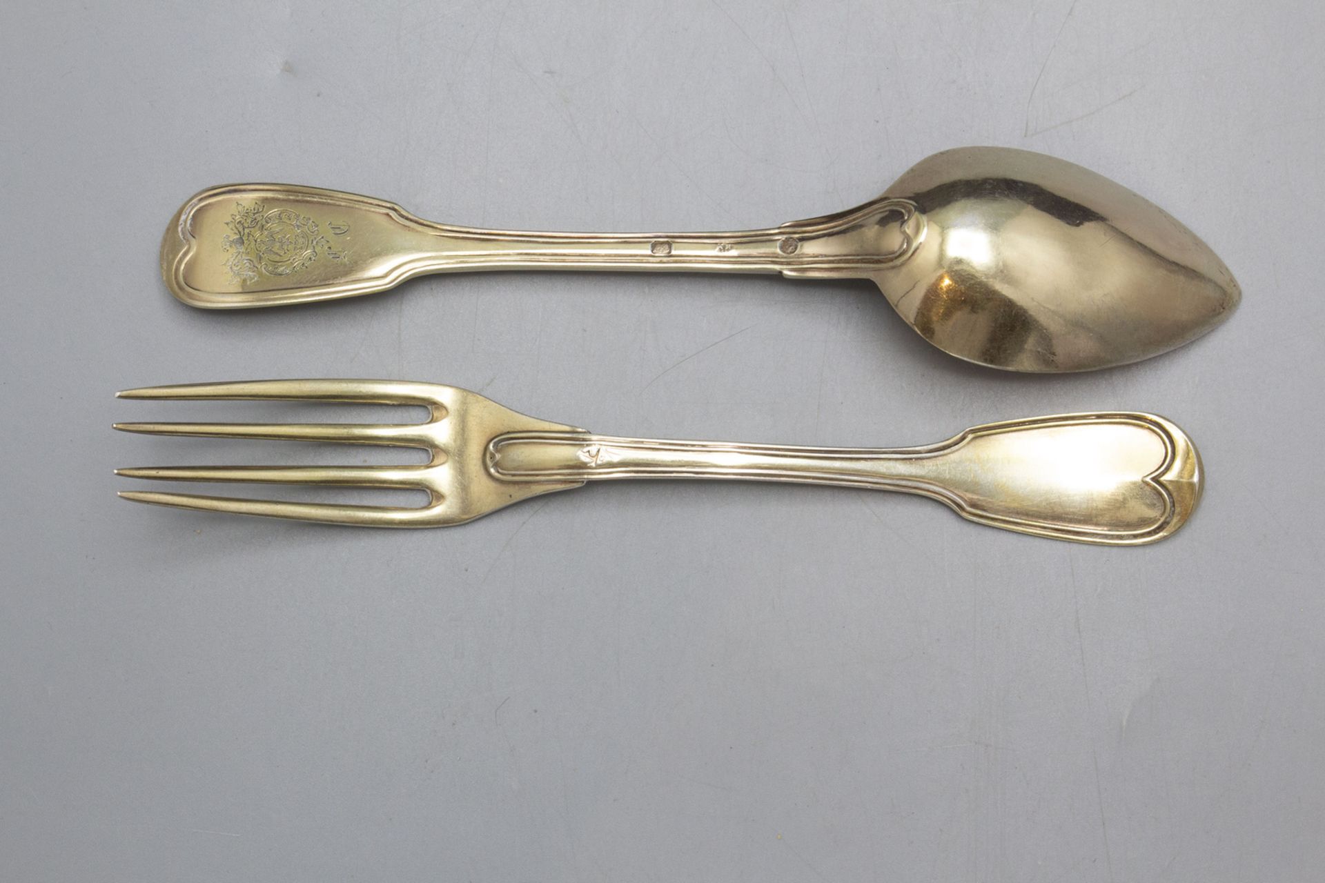 48-tlg. Silberbesteck / A set of 48 pieces silver cutlery, Charles ...
