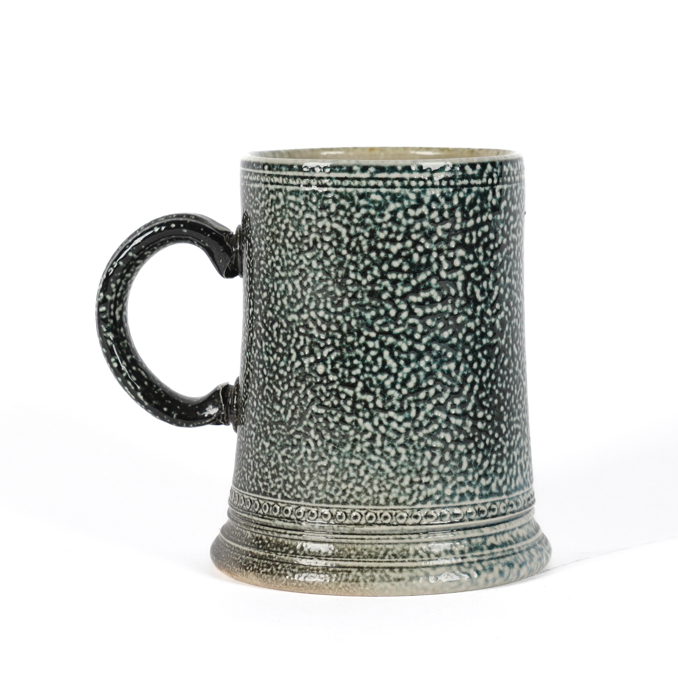 A STEVE HARRISON SALT GLAZED STUDIO POTTERY TANKARD OR MUGOf ...
