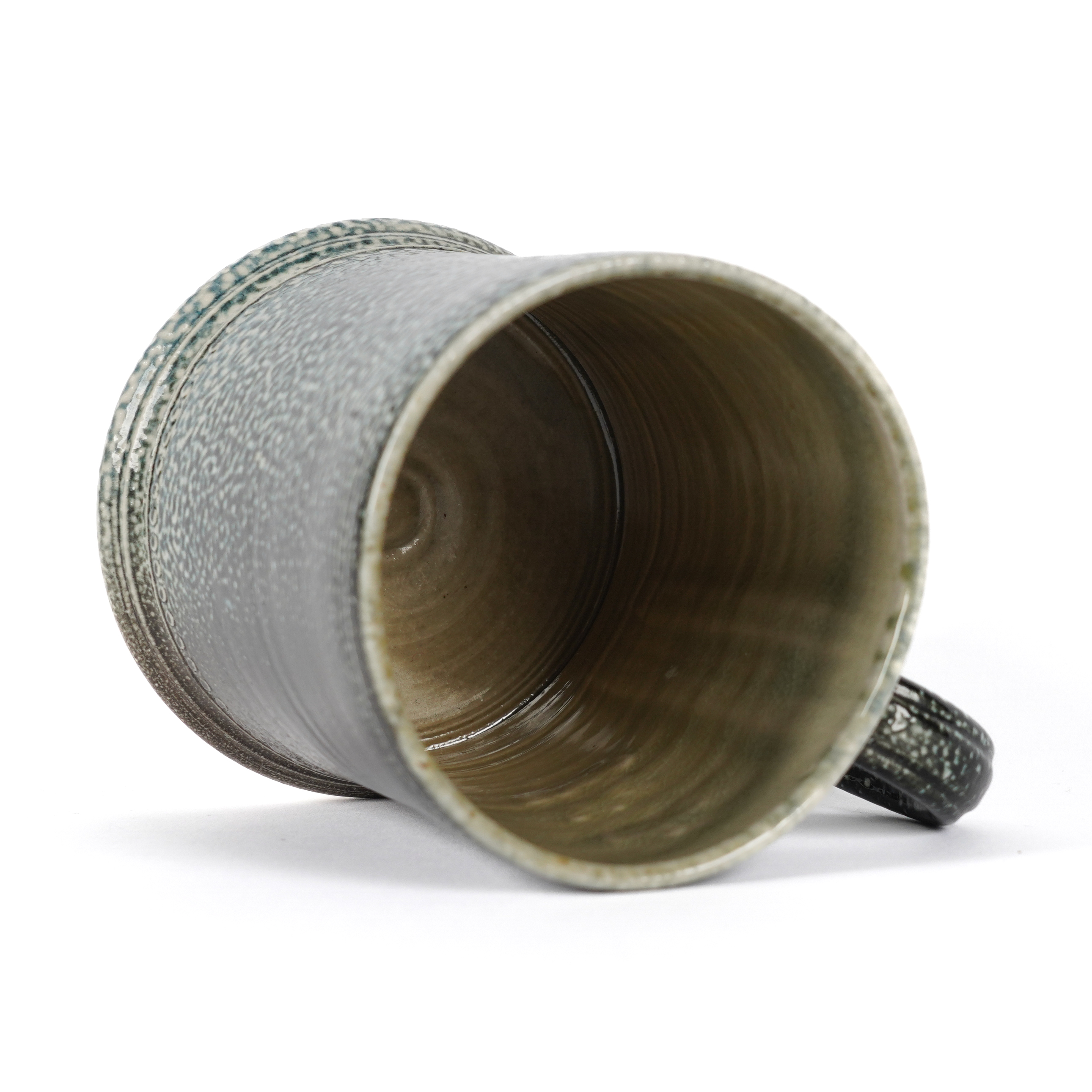 A STEVE HARRISON SALT GLAZED STUDIO POTTERY TANKARD OR MUGOf ...