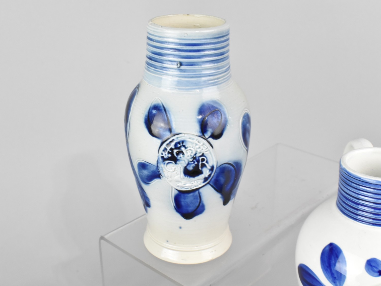 A Collection of Salt Glazed Stonewares to Comprise "Scratch Blue" Jug ...