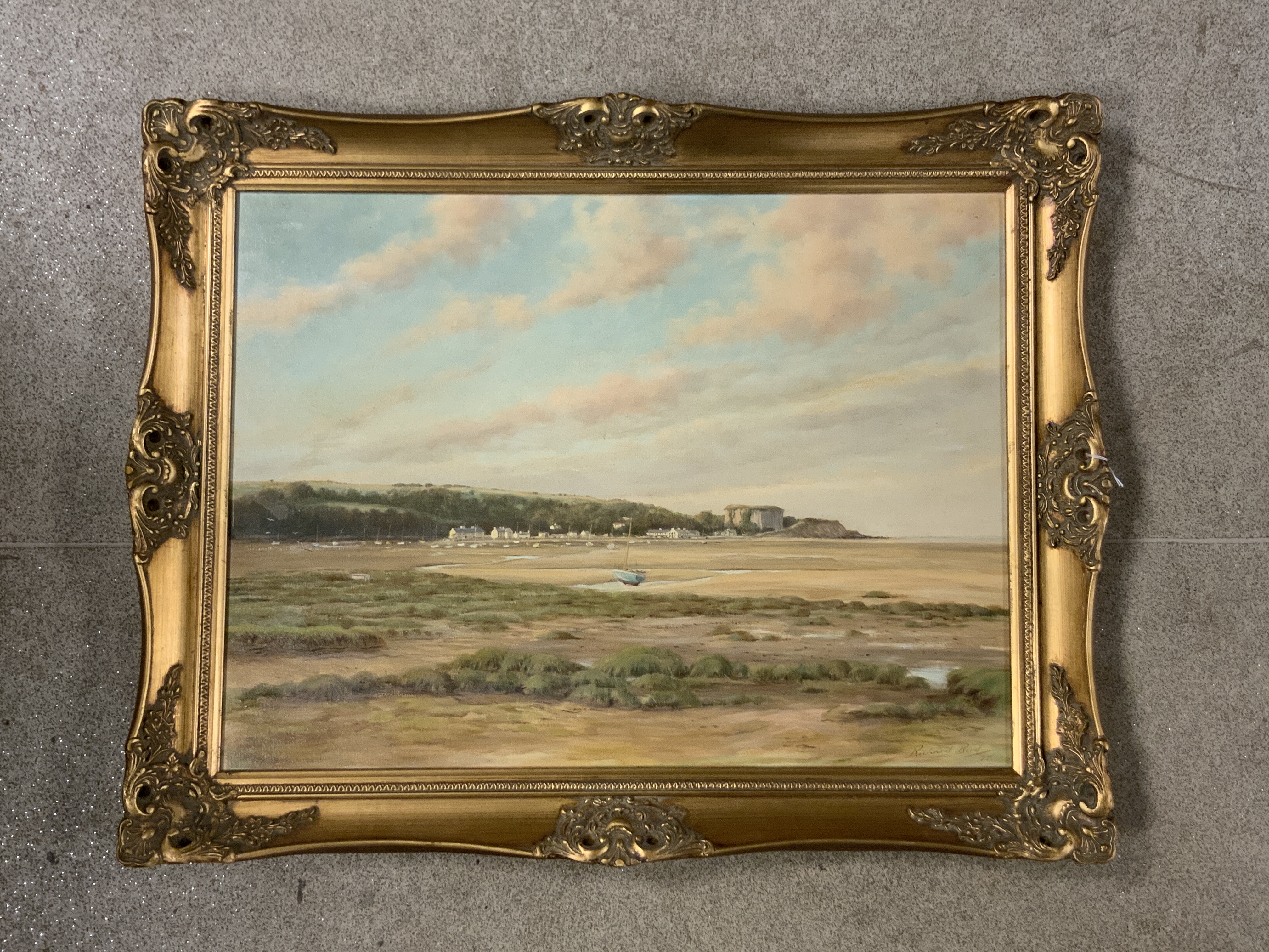 RICHARD BIRD (BRITISH) SIGNED OIL ON BOARD, DATED 77, SHORELINE SCENE ...