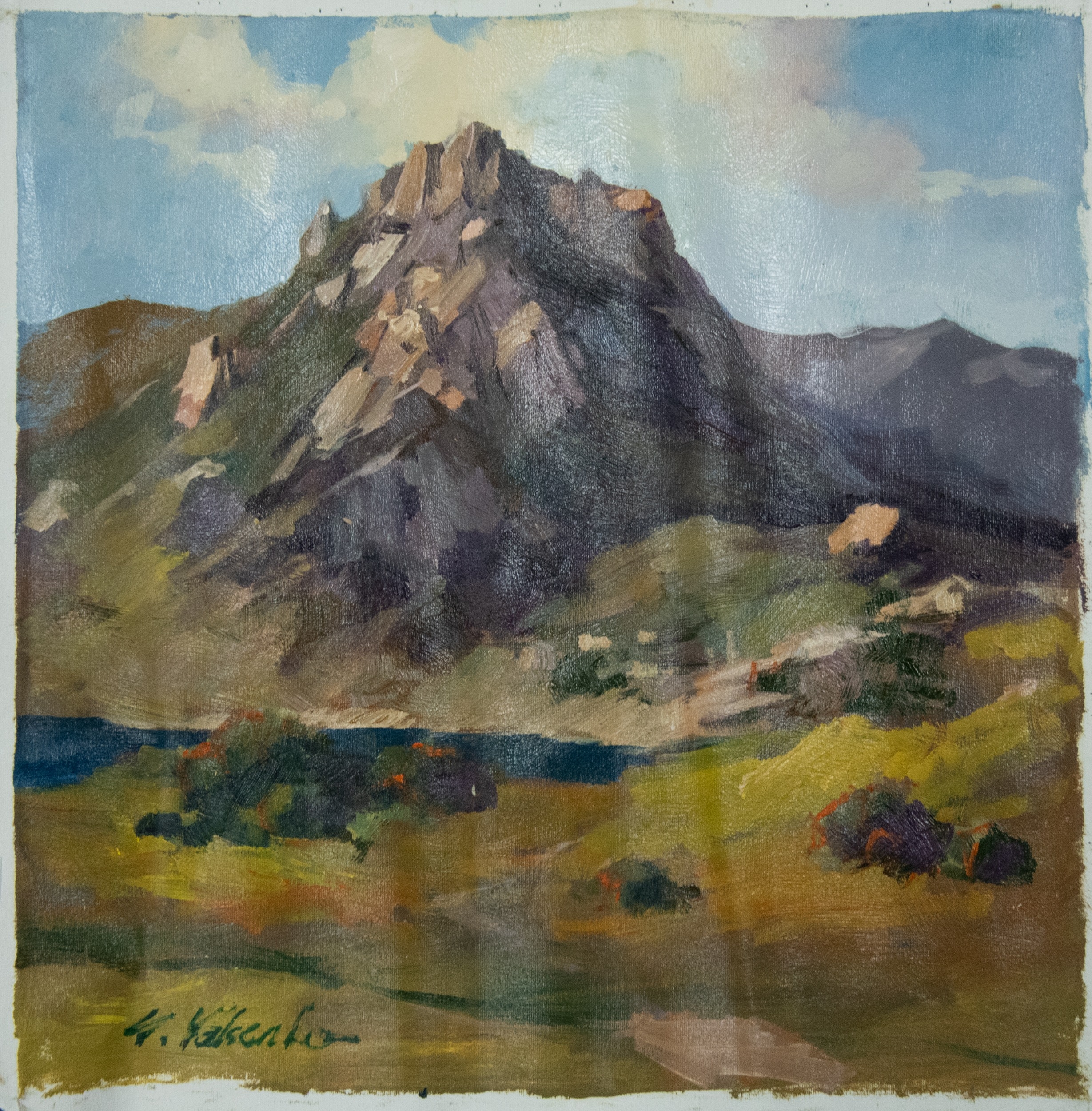 SERGEY YATSENKO (1958) OIL ON UNSTRETCHERED CANVAS ‘The Mountain ...