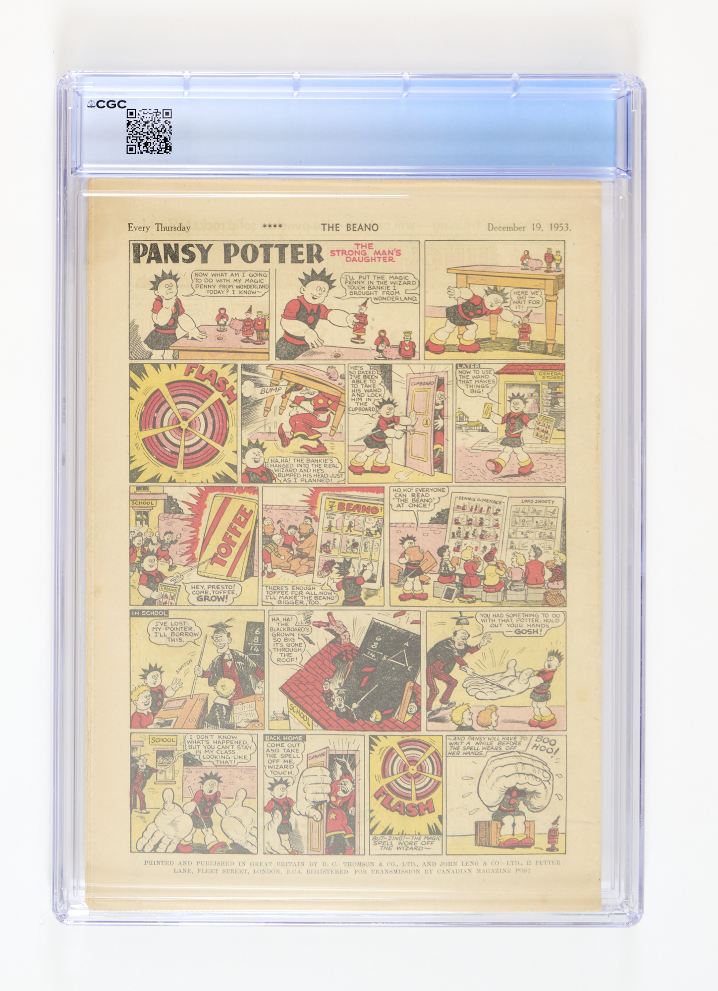 Beano 596 (Dec 19 1953). First Minnie the Minx by Leo Baxendale. CGC 7. ...