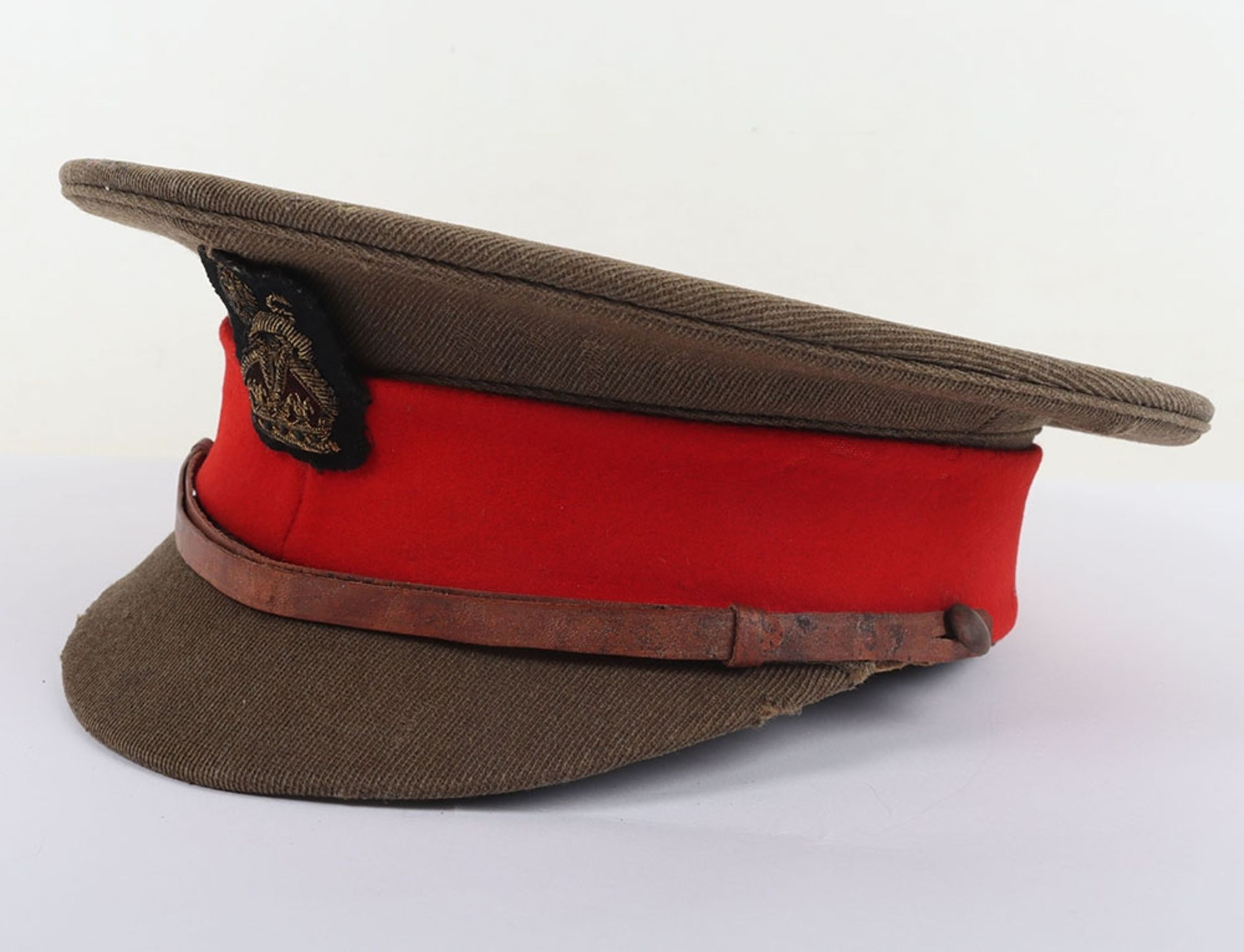 WW1 British Staff Officers Peaked Cap, Great War Period. A well-worn ...
