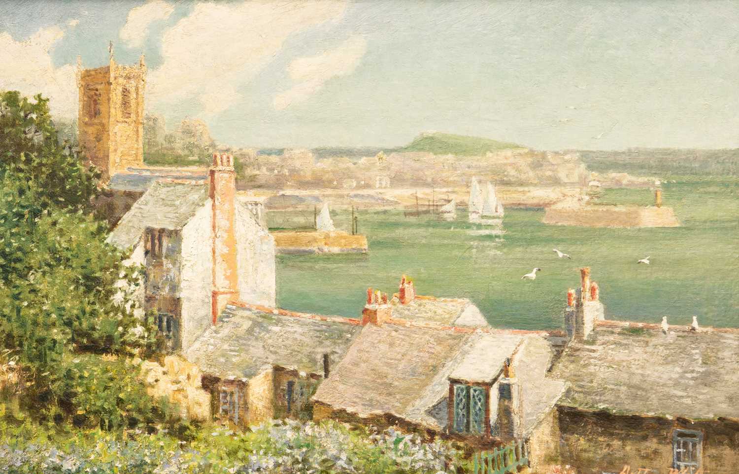 Arthur WHITE (1865-1953) Looking into St Ives from Above Oil on canvas ...