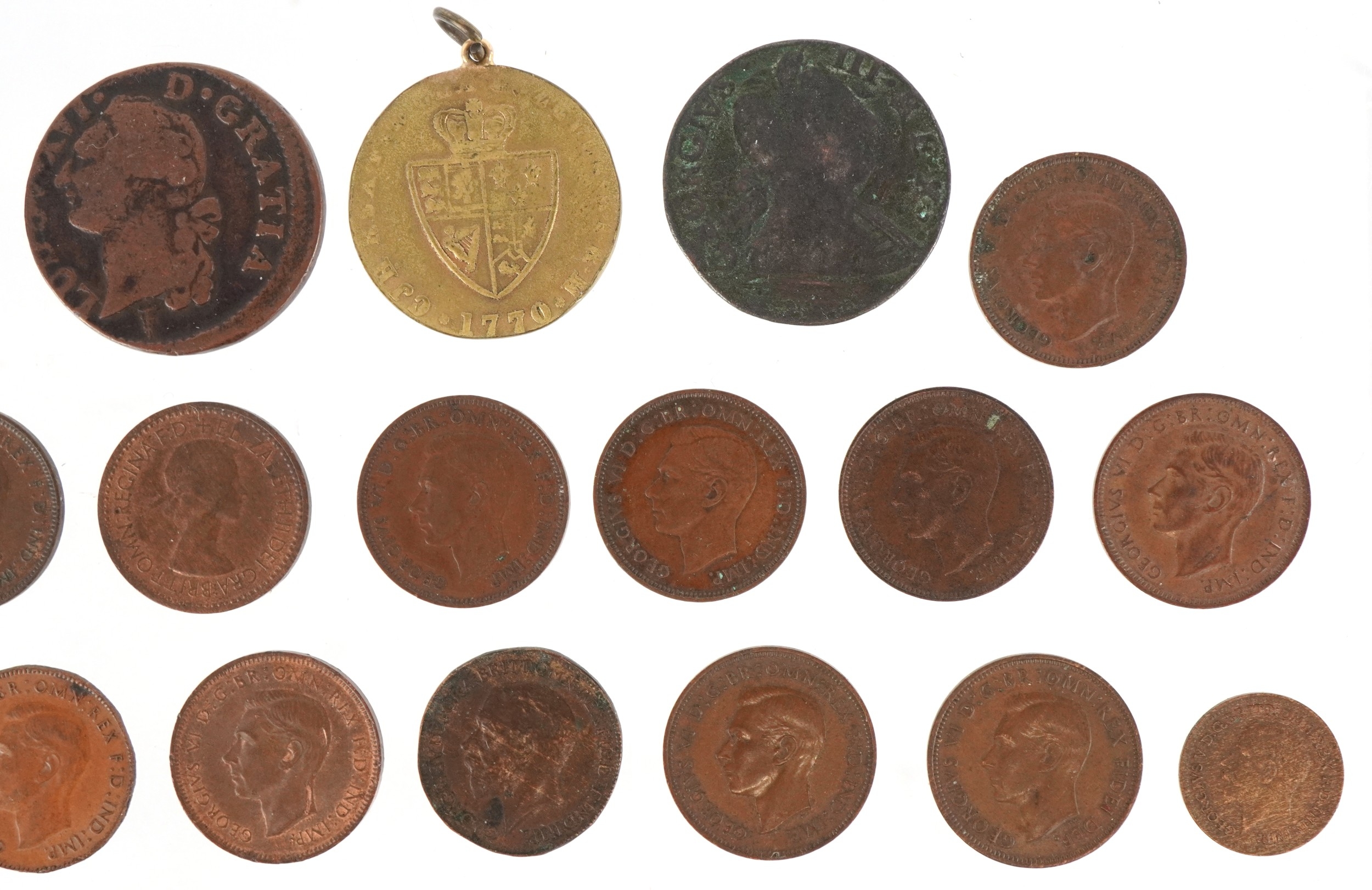 18th century and later British copper coins and tokens including a 1794 ...