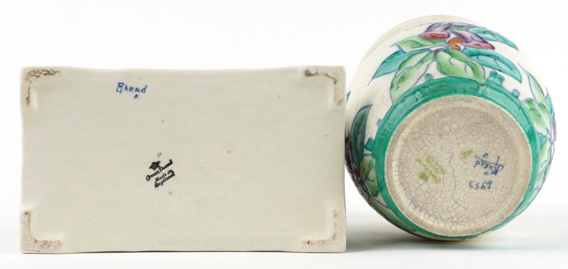 Charlotte Rhead for Crown Ducal, an Art Deco pottery vase and planter ...