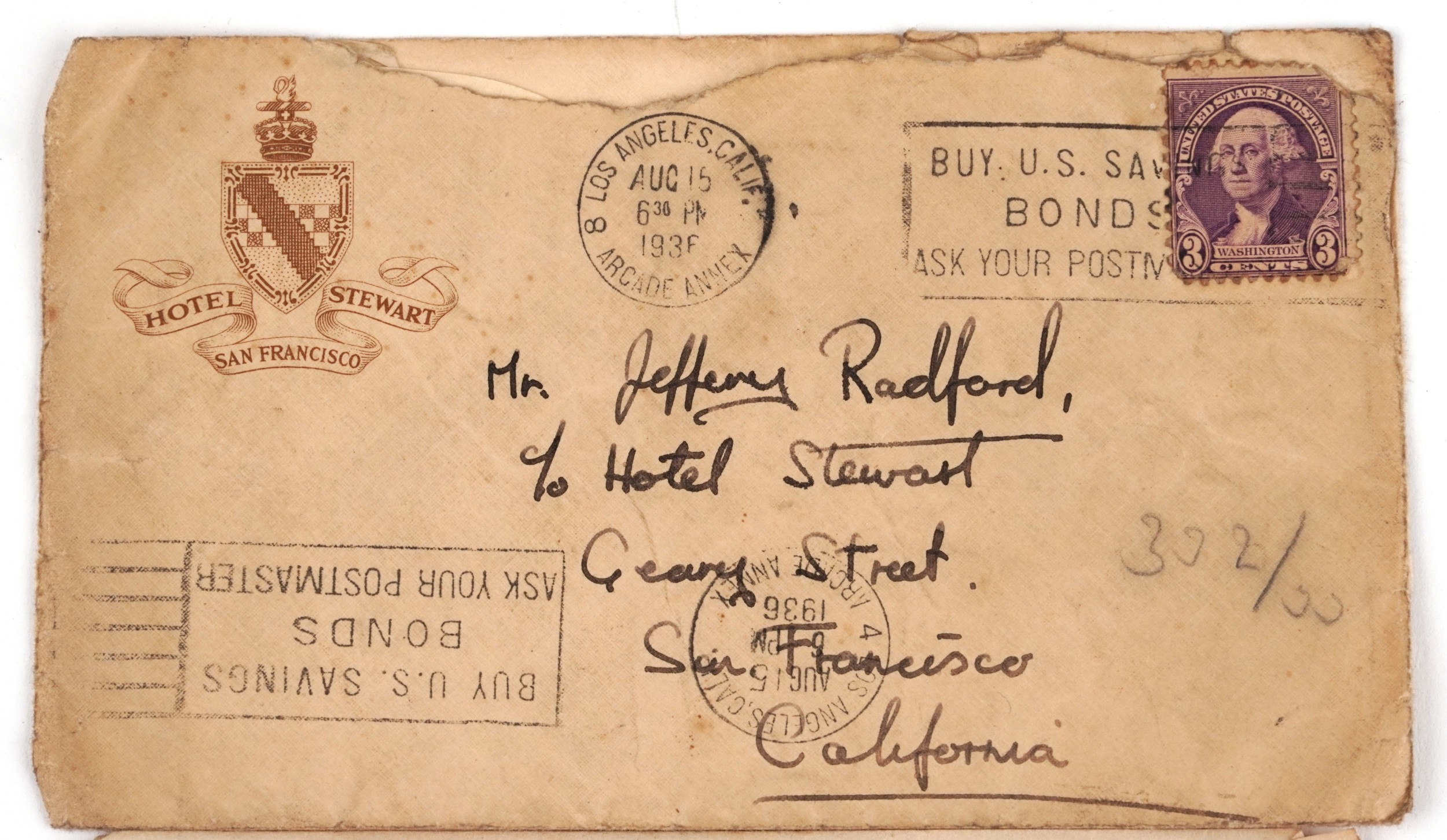 Walt Disney, a signed autograph addressed to Jeffrey Radford, Hotel ...