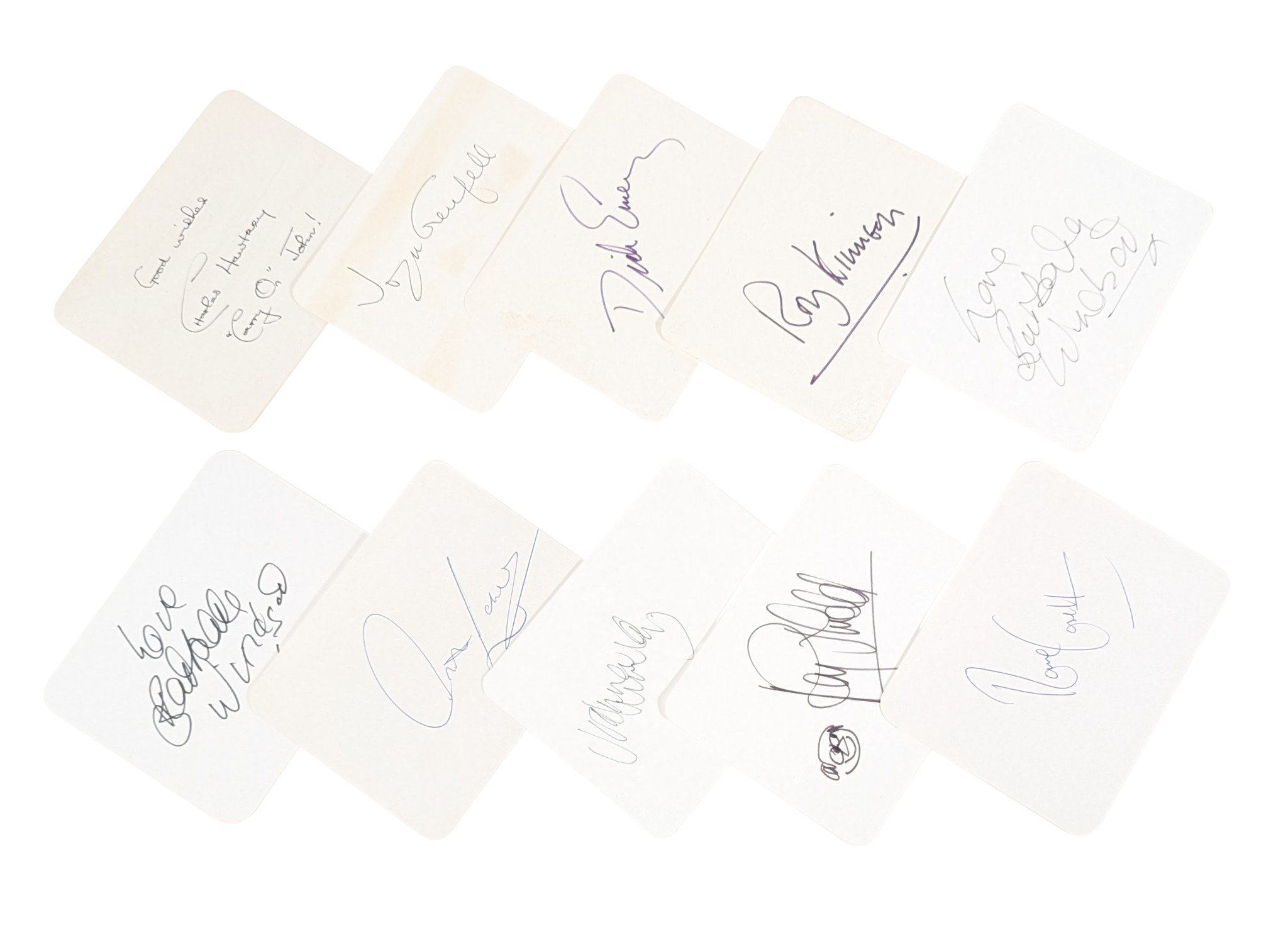 British Comedy - a collection of autographs on 3.5x4.5" white cards ...
