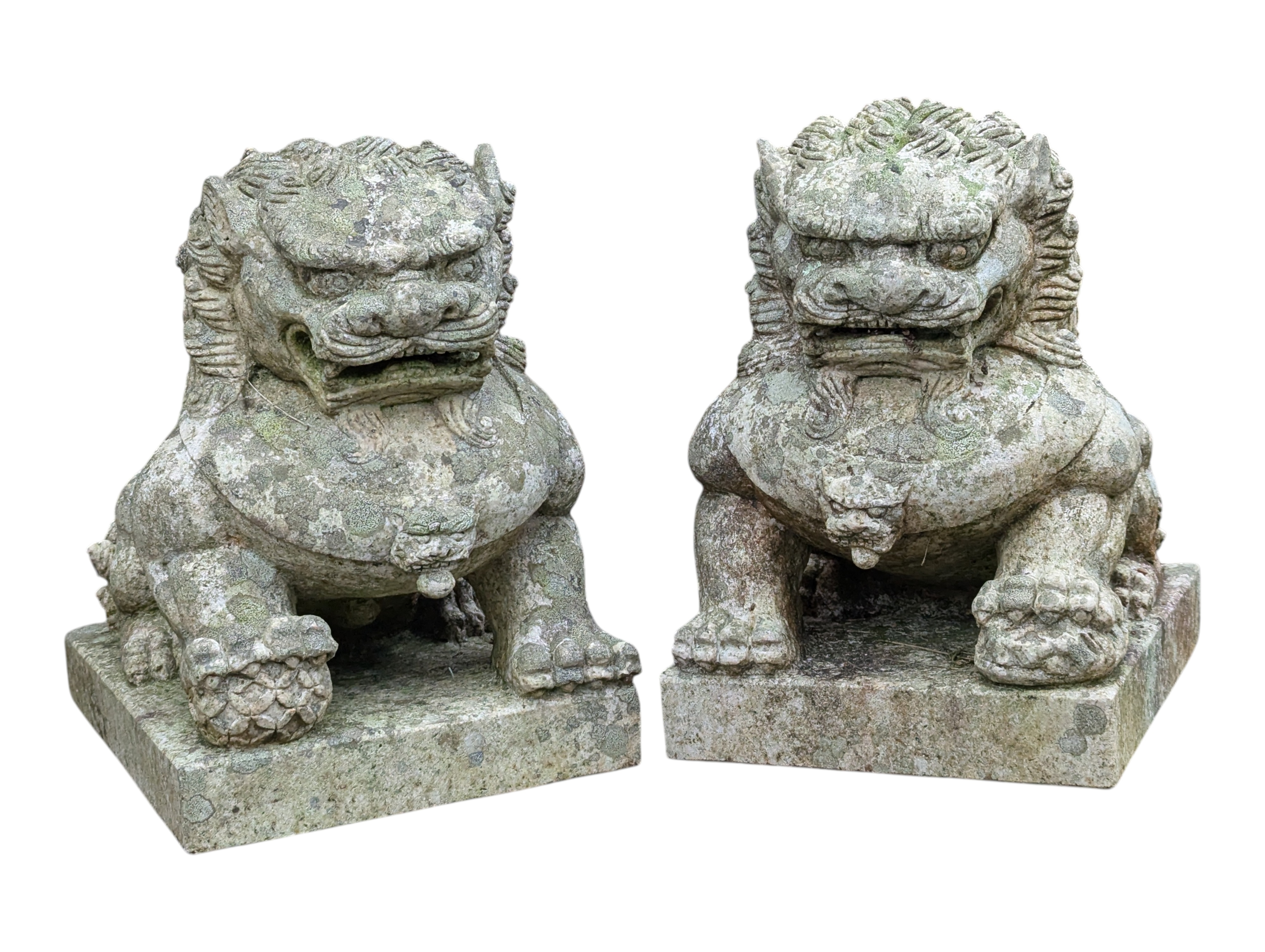 Garden Statuary - A pair of 20th century reconstituted stone Chinese ...