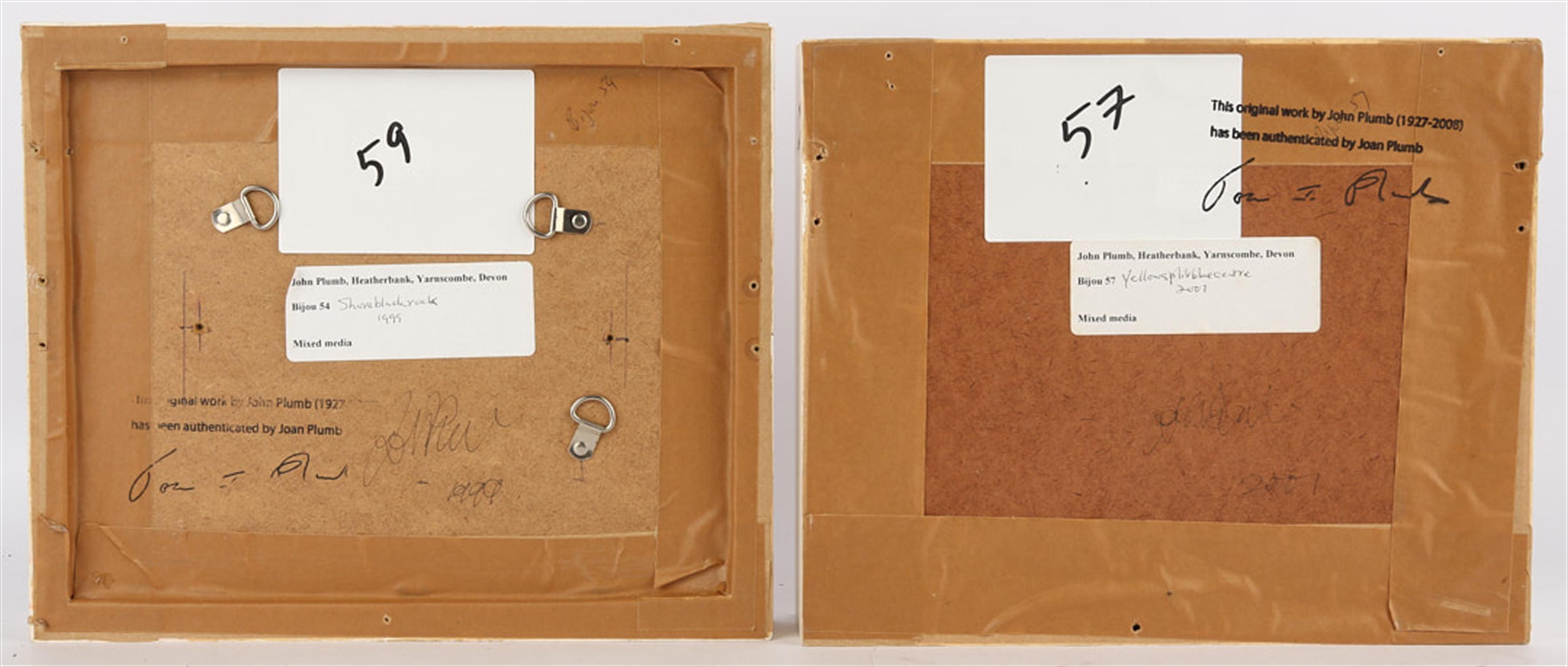 § John Plumb (British 1927-2008), a pair of acrylic on panel abstract ...