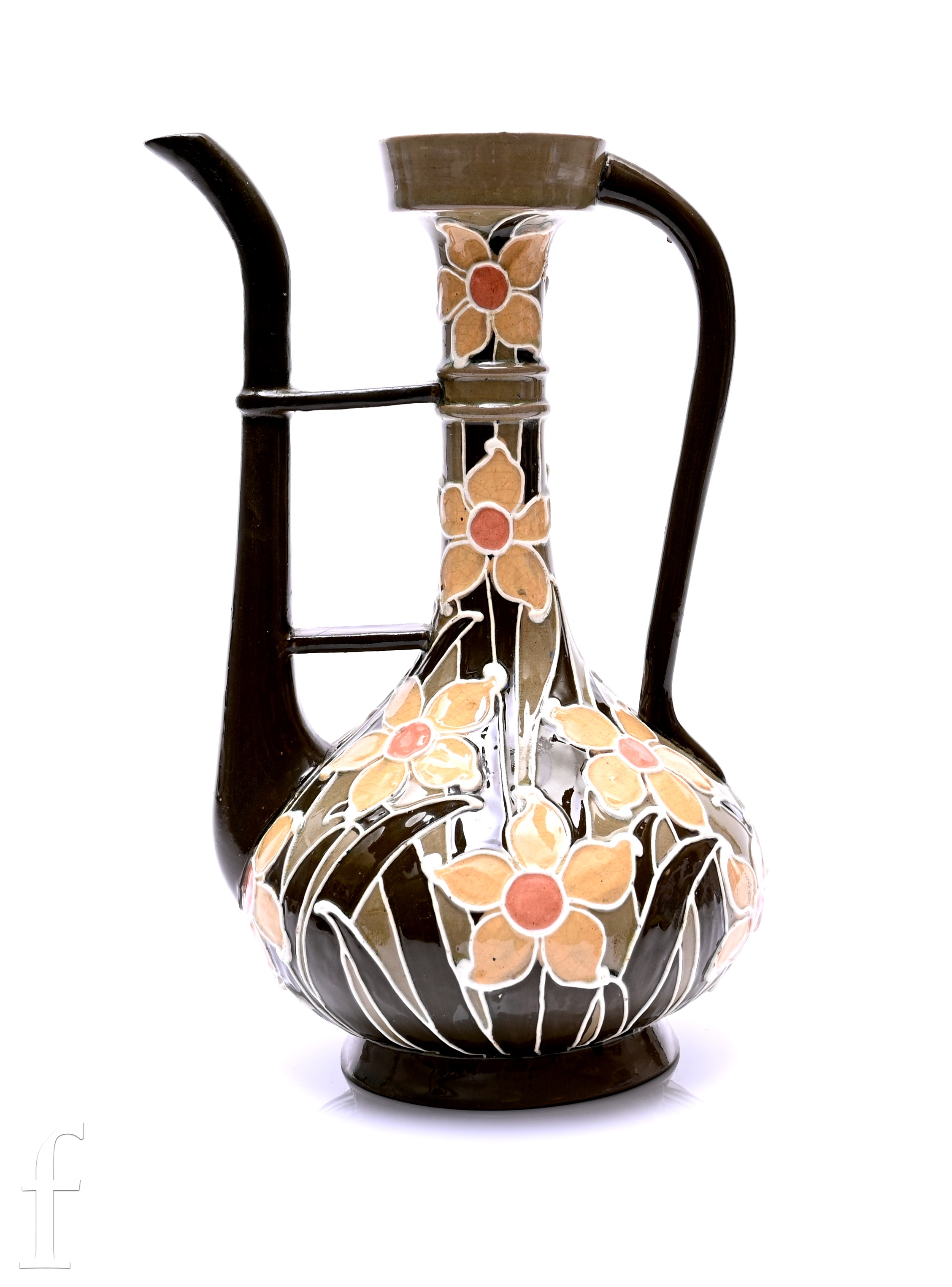 Frederick Rhead for Foley, an Urbato tube lined ewer, of onion form ...