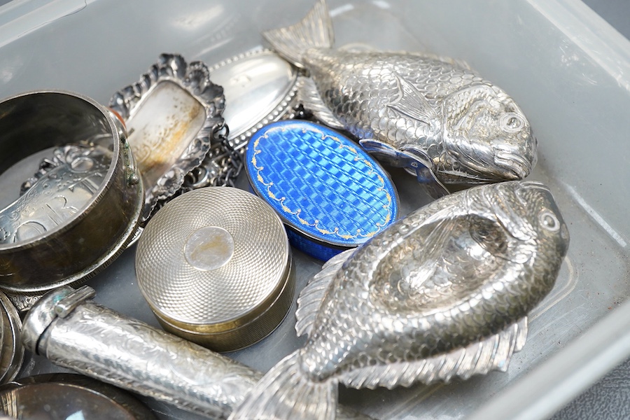 A small group of collectable silver, to include two Chinese white metal ...