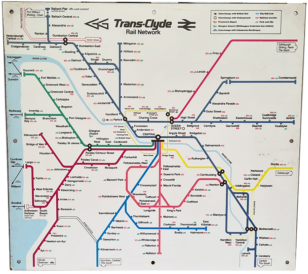 Railway Carriage Panel TRANS CLYDE RAIL NETWORK (Glasgow & Clyde ships ...