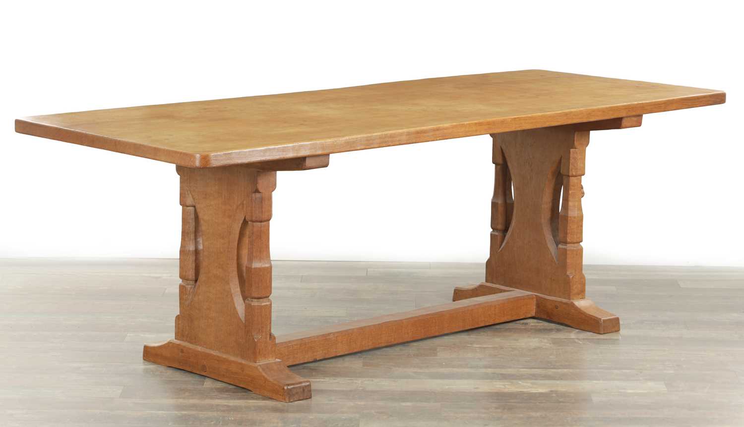 A RARE ROBERT MOUSEMAN THOMPSON SPECIAL ORDER OAK REFECTORY TABLE with ...