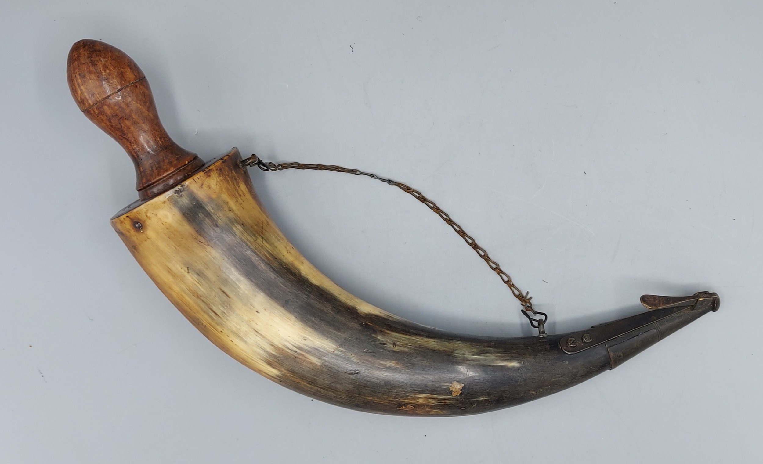An early 19th Century Naval Gunners Powder Horn, 37cms long