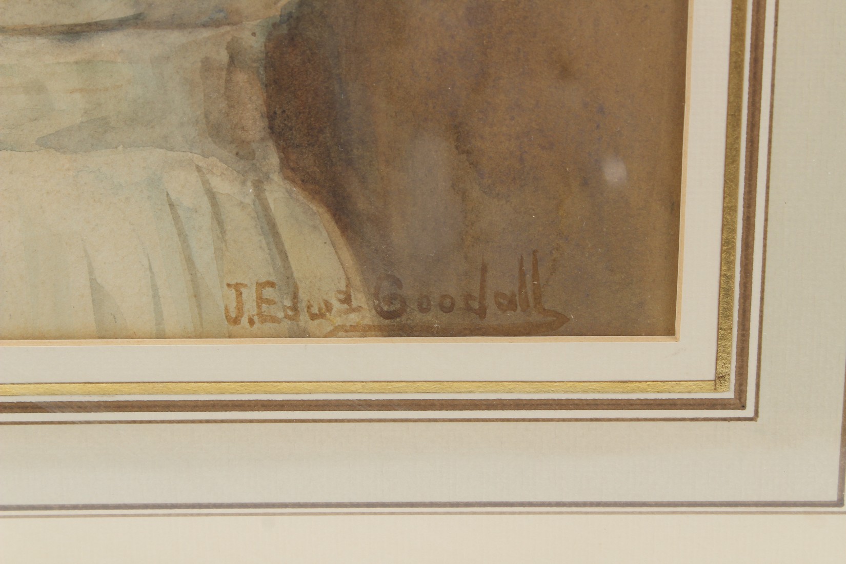 JOHN EDWARD GOODALL Girl in a white dress watercolour signed ...