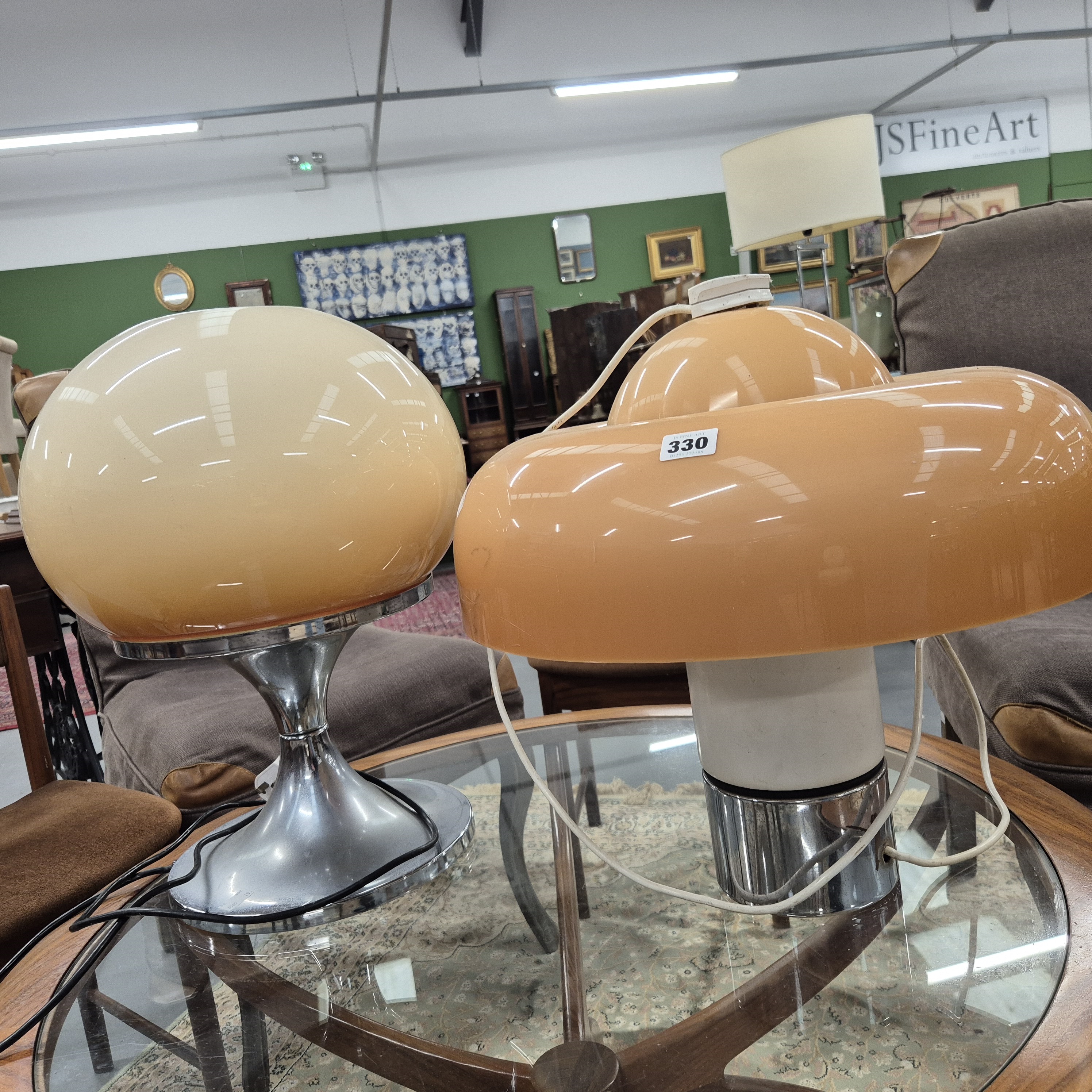 Two mid century retro table lamps.