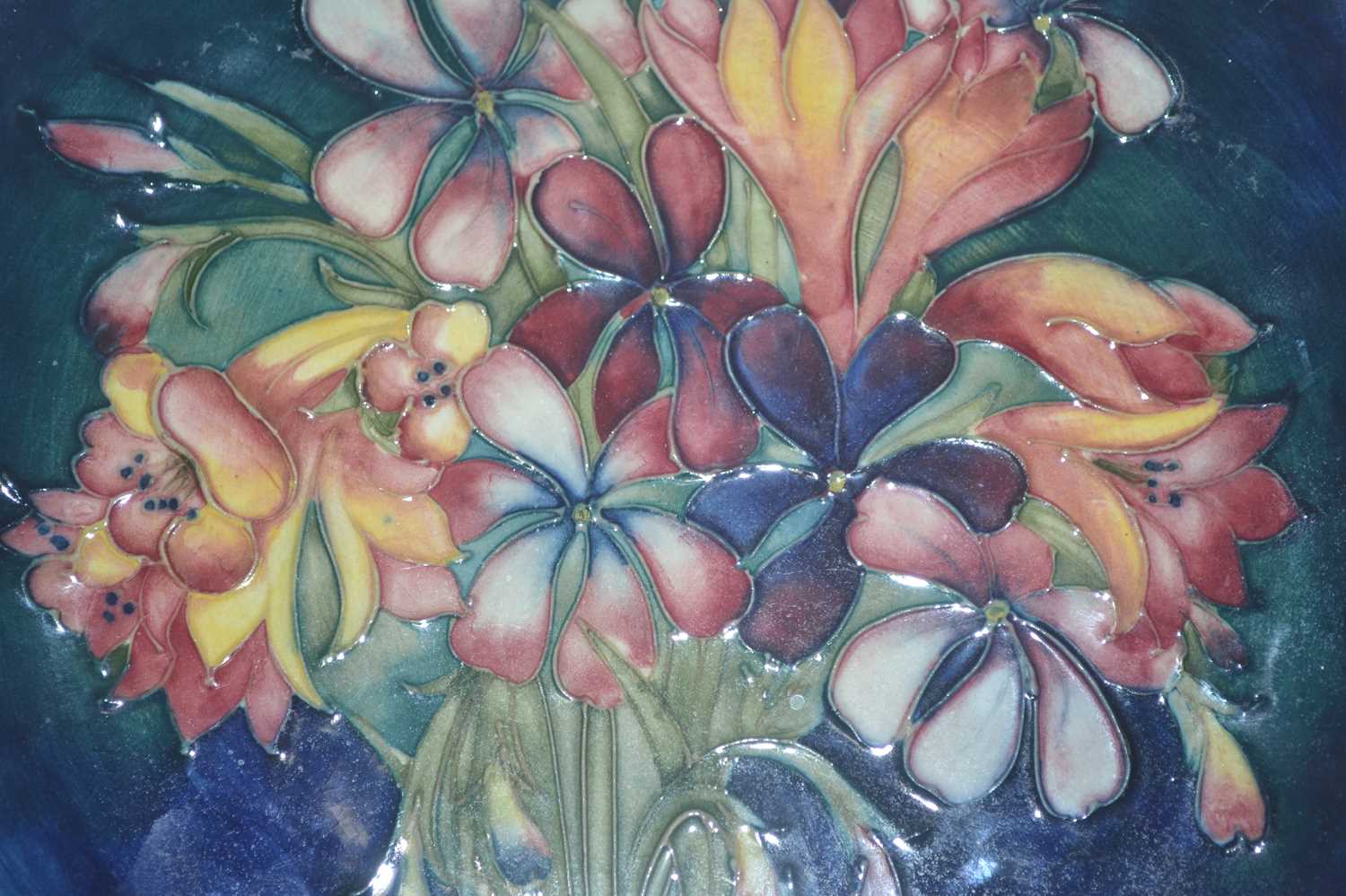 Moorcroft Spring Flowers Pattern Large Plate with tube-lined pattern on ...
