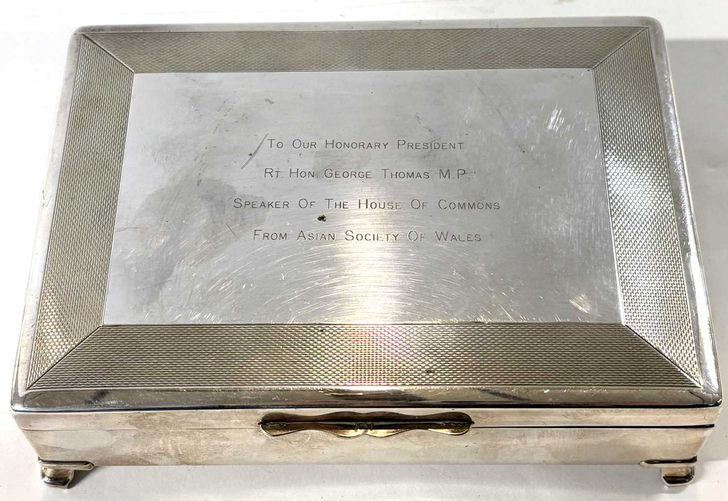Silver Plated Box; Presented to The Rt. Hon George Thomas Speaker of ...
