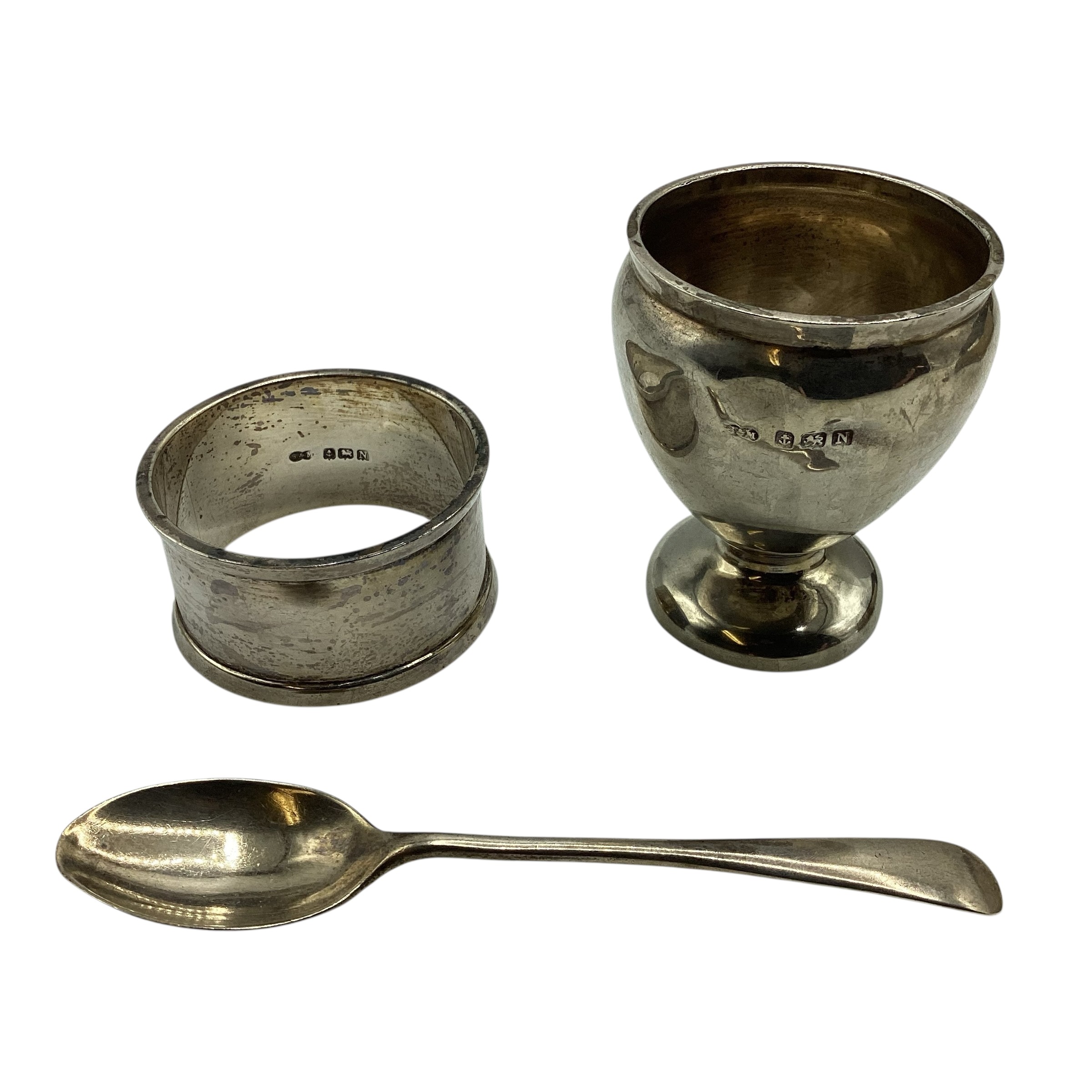 A sterling silver boxed breakfast set together with sterling silver ...