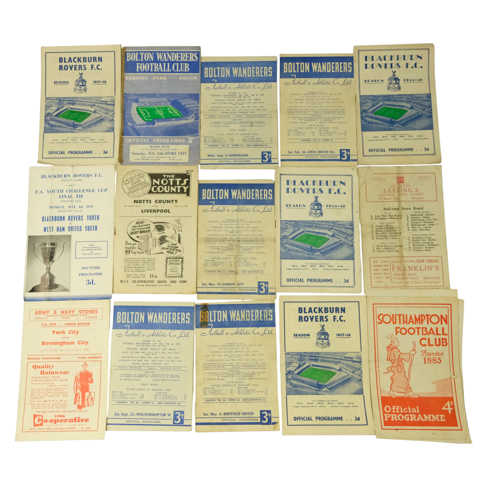 A group of matchday football programmes, including Preston North End ...