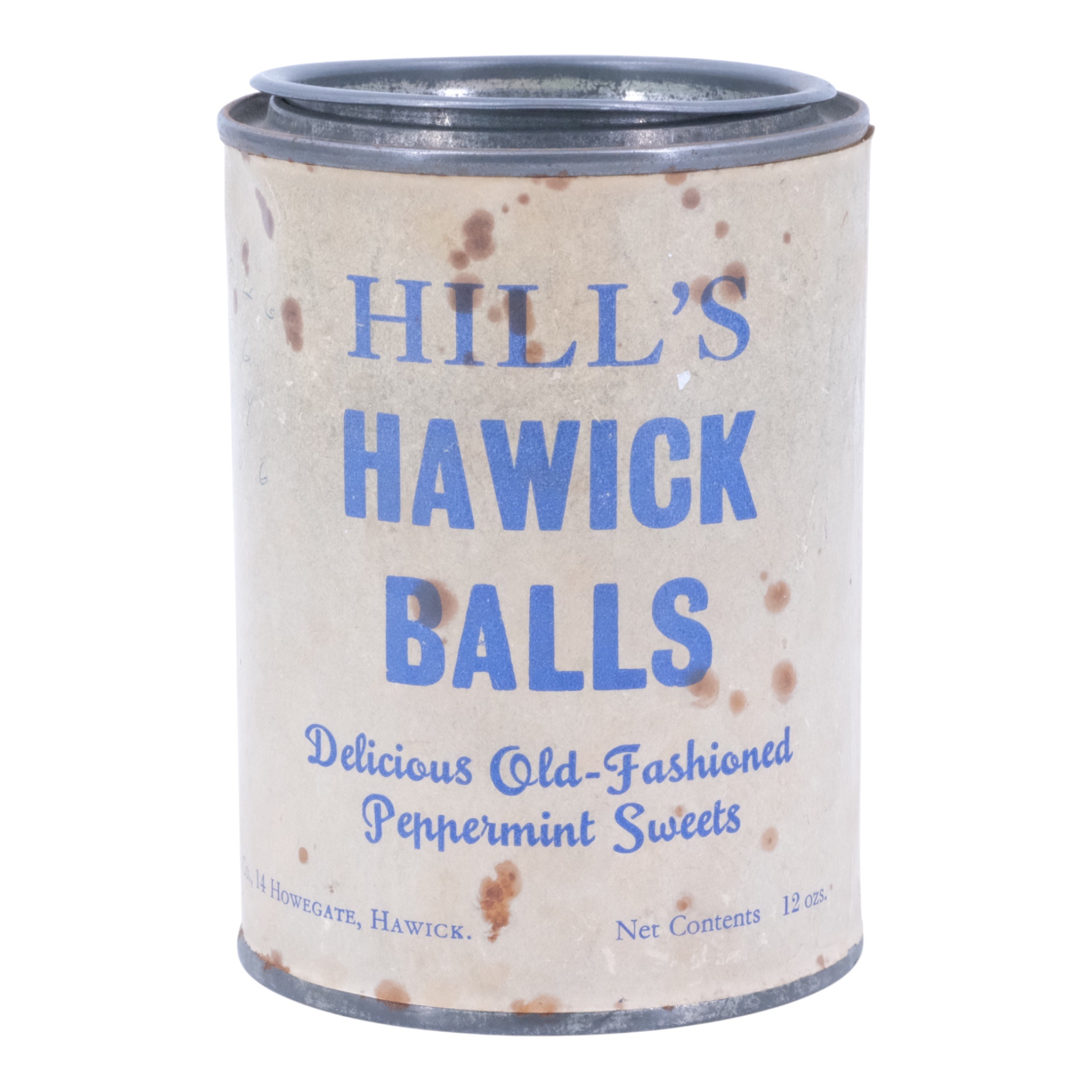 A vintage Hill's Hawick Balls peppermint sweets tin, 10 cm