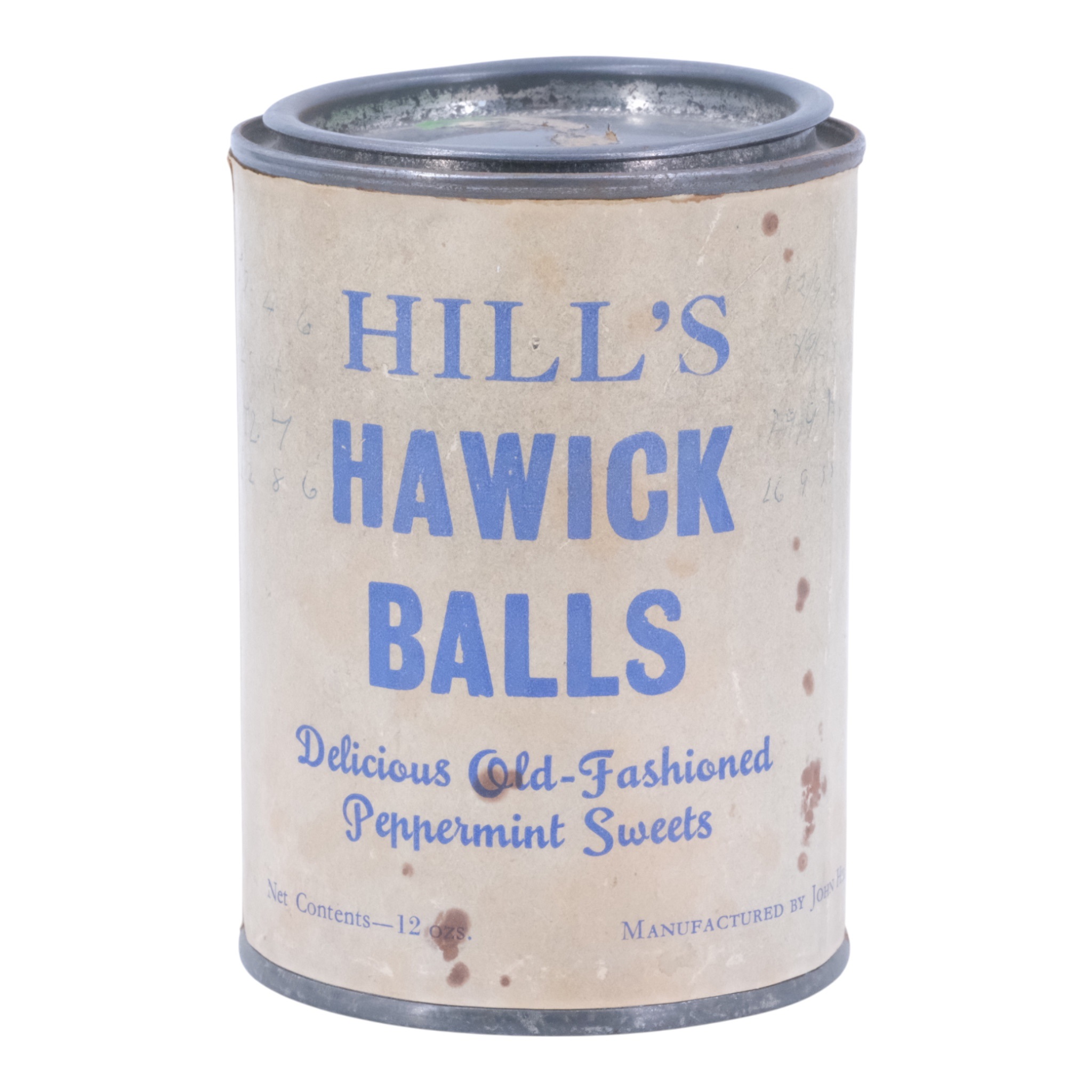 A vintage Hill's Hawick Balls peppermint sweets tin, 10 cm