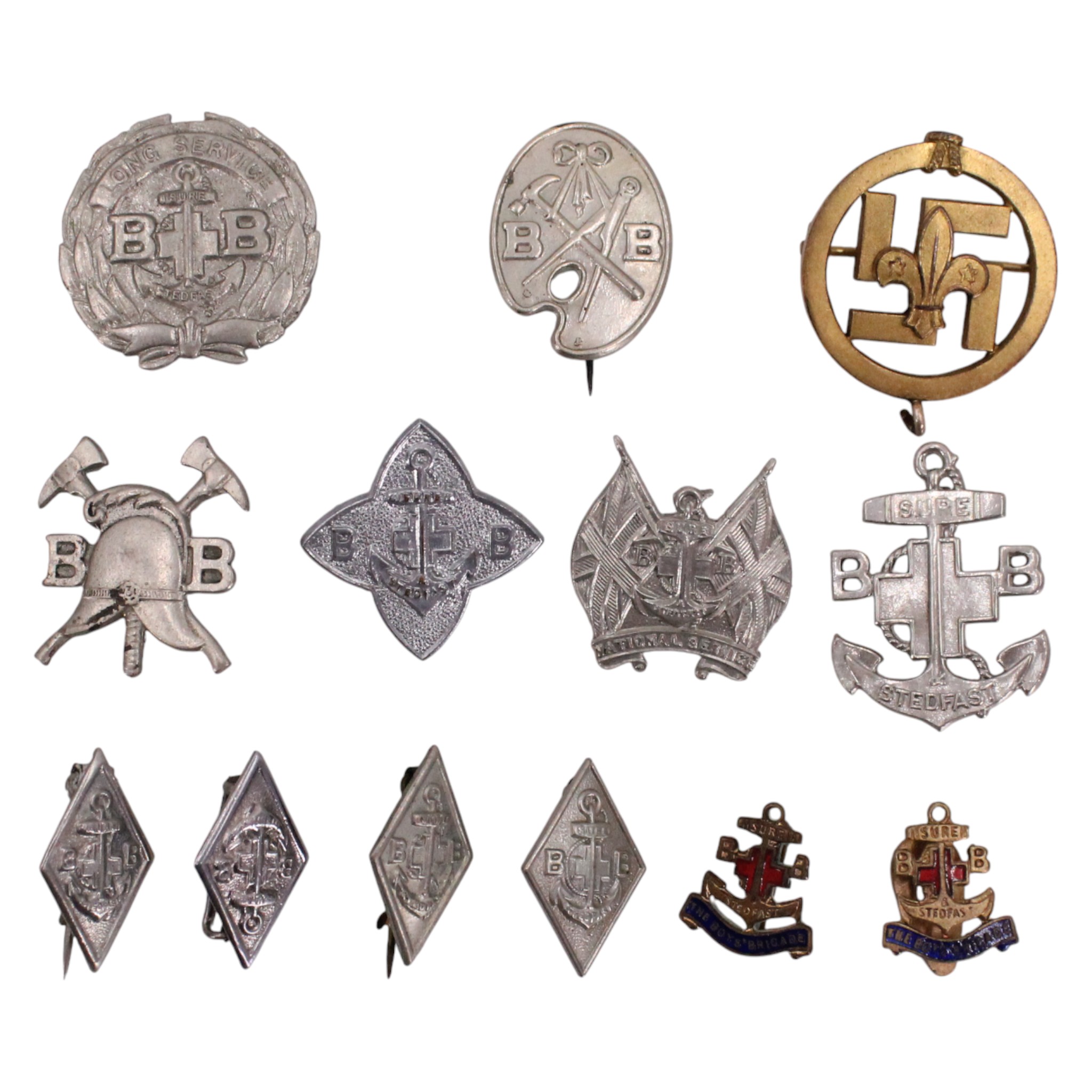A group of vintage Boys' Brigade lapel and pin badges together with a ...