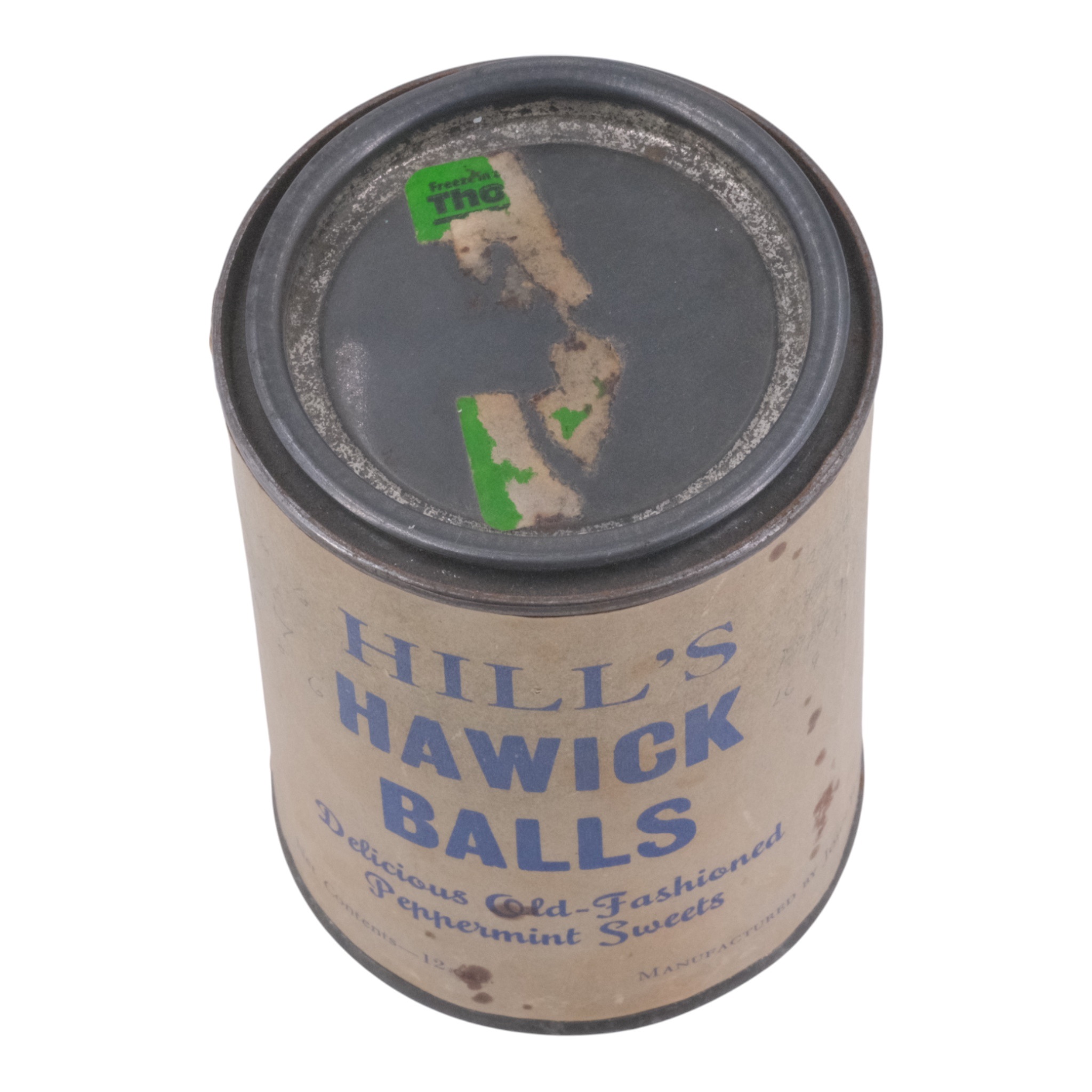 A vintage Hill's Hawick Balls peppermint sweets tin, 10 cm