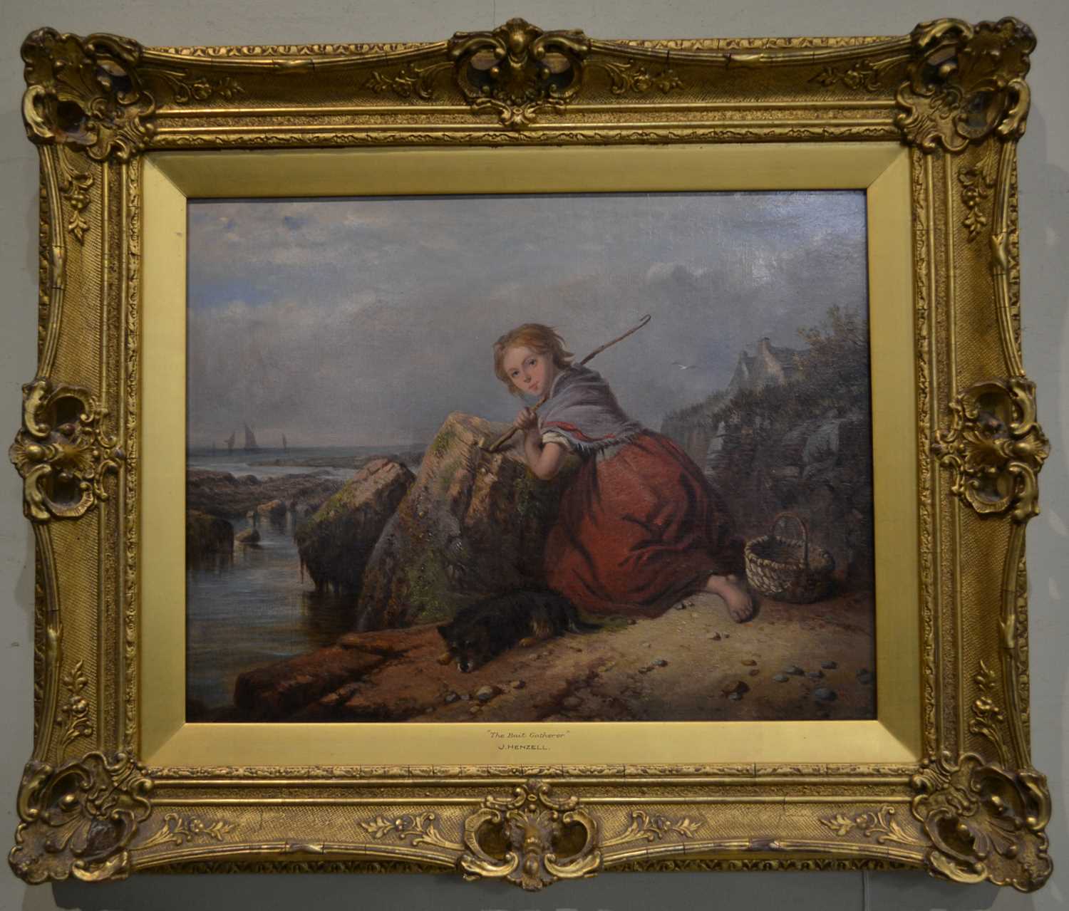 Isaac Henzell (British, 1815-1875) The bait gatherer oil on canvas ...