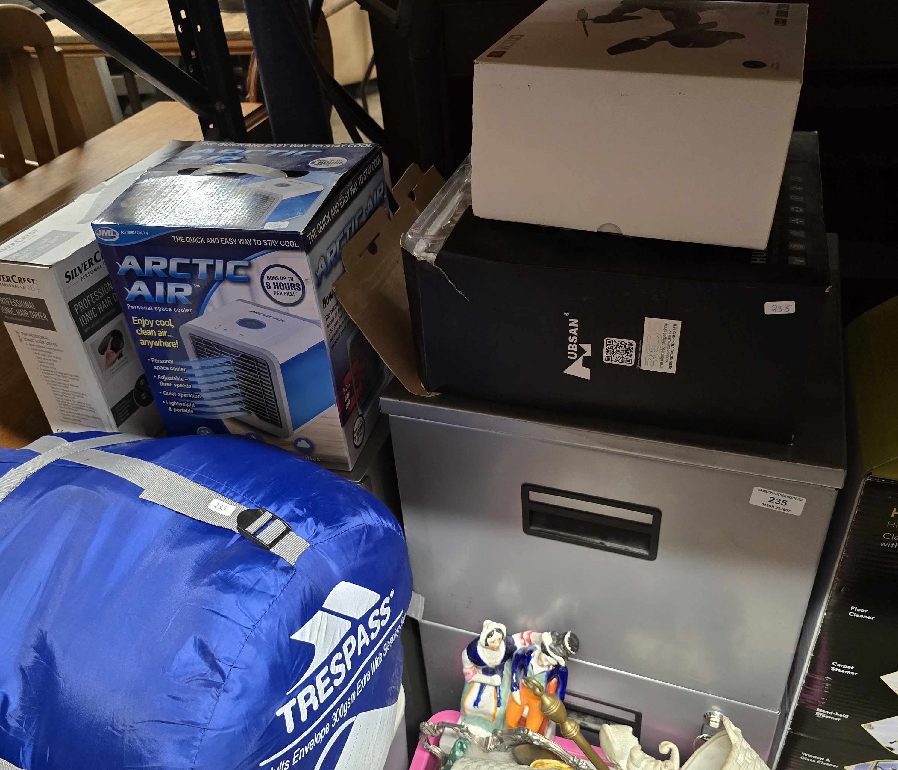 LARGE LOT COMPRISING DOUBLE DOOR FILING CABINET, STEAM CLEANER ...
