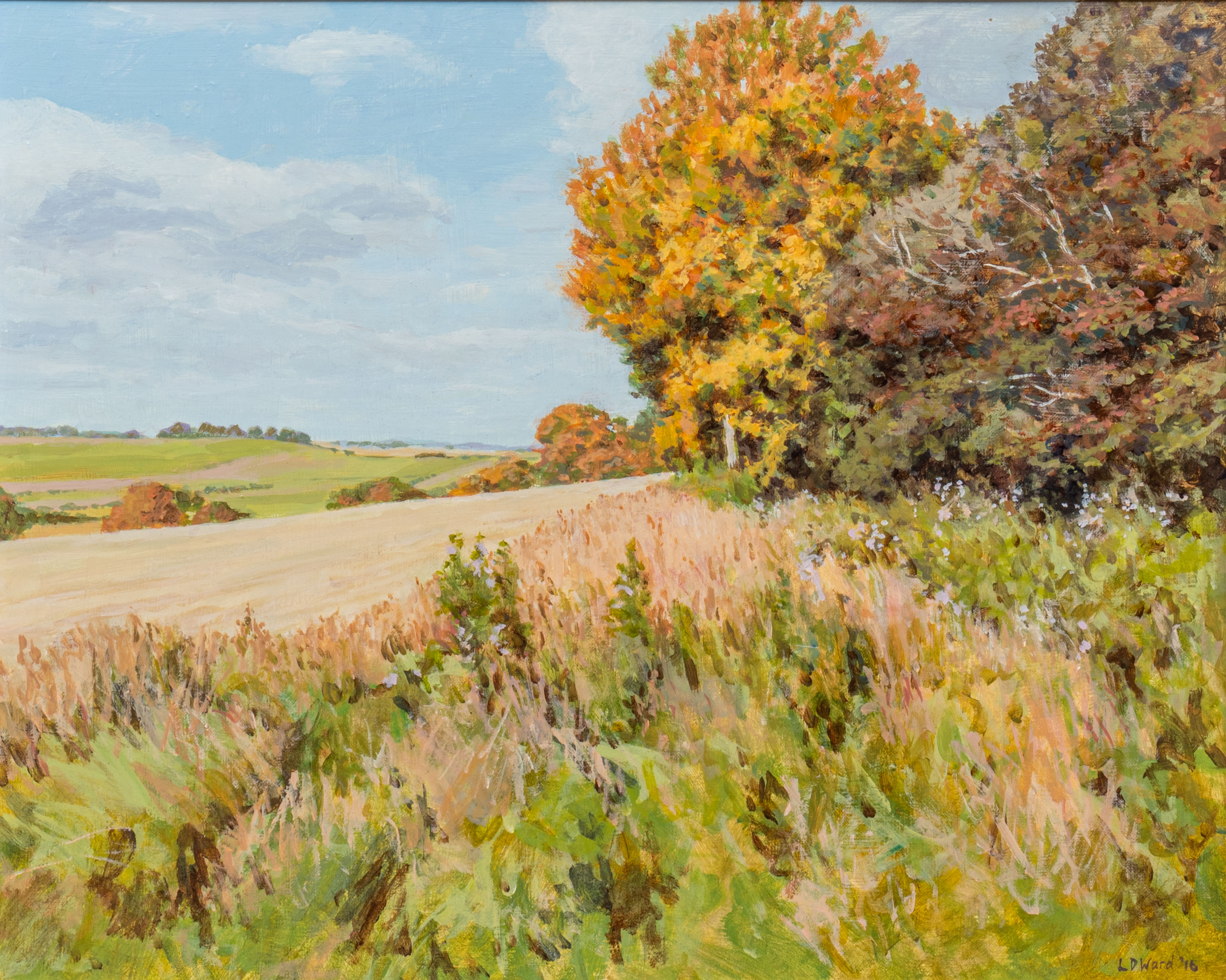 Lawrence D Ward (British Contemporary) 'Chalk Downland, Autumn', oil on ...