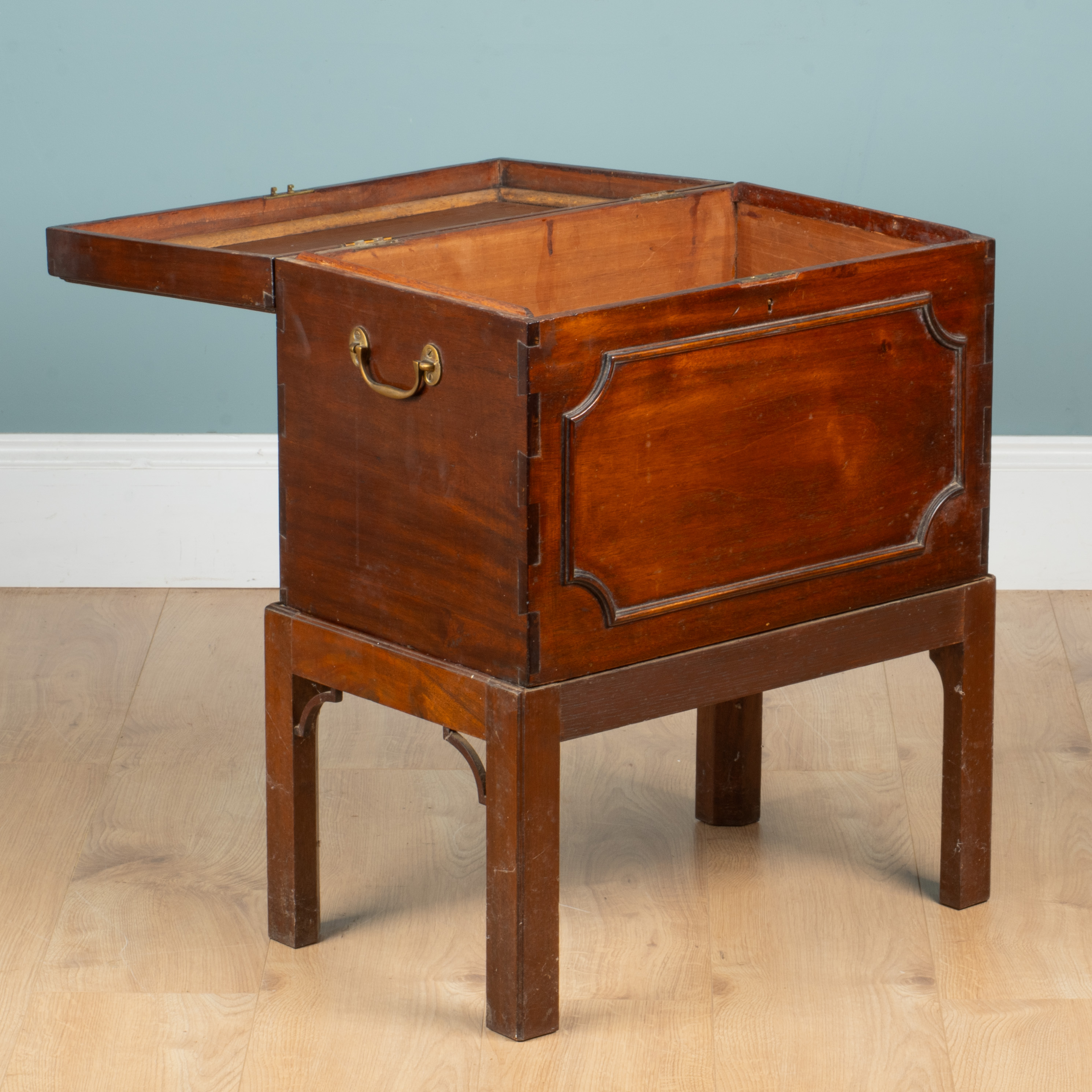 A 19th century mahogany cellarette on stand The cellarette of simple ...