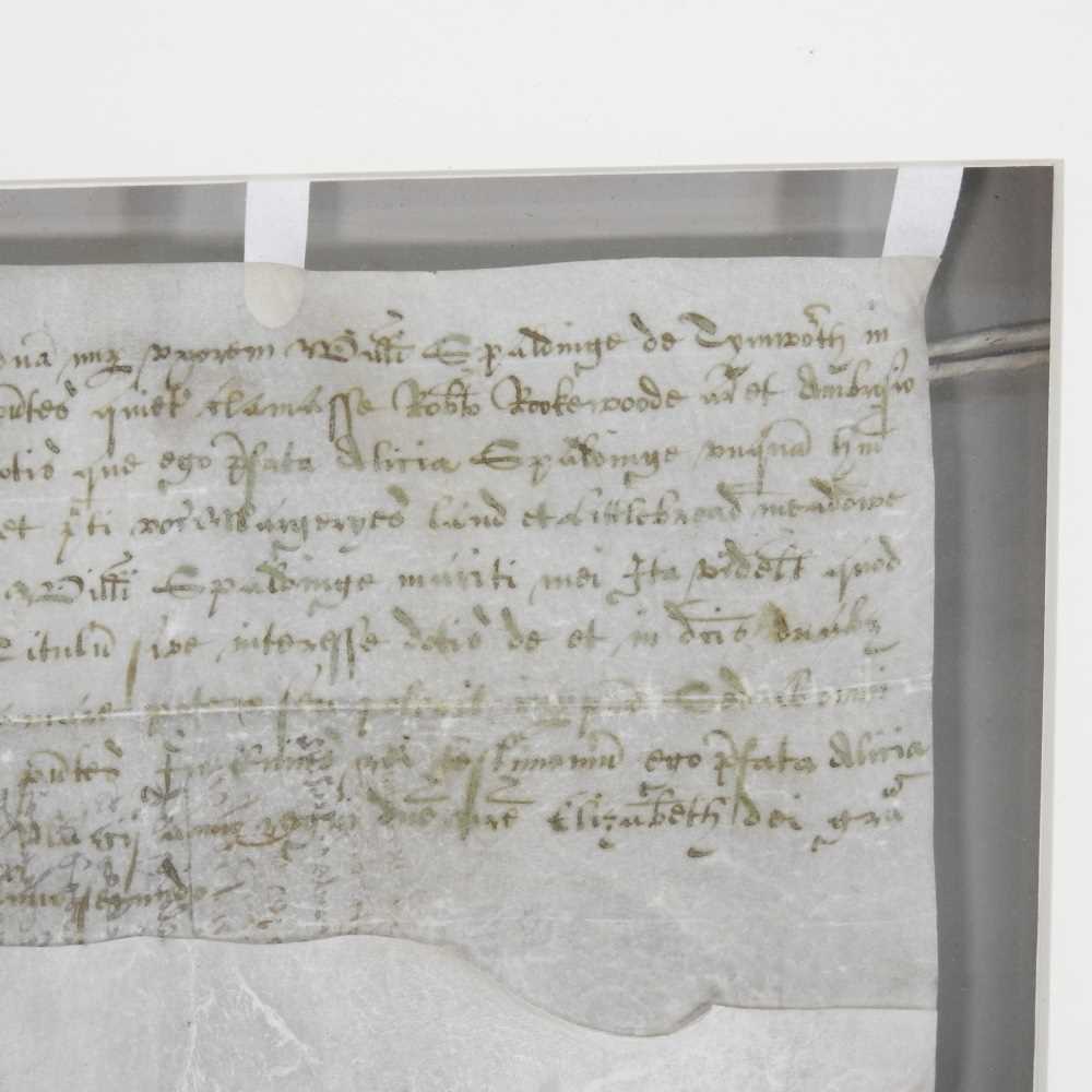 A sealed indenture, on parchment, possibly relating to Robert Rokewood ...
