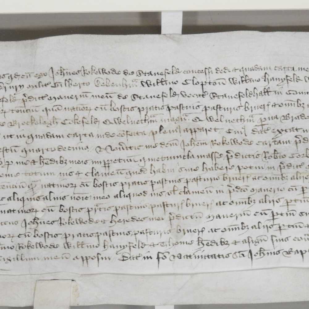A sealed indenture, on parchment, possibly relating to Robert Rokewood ...