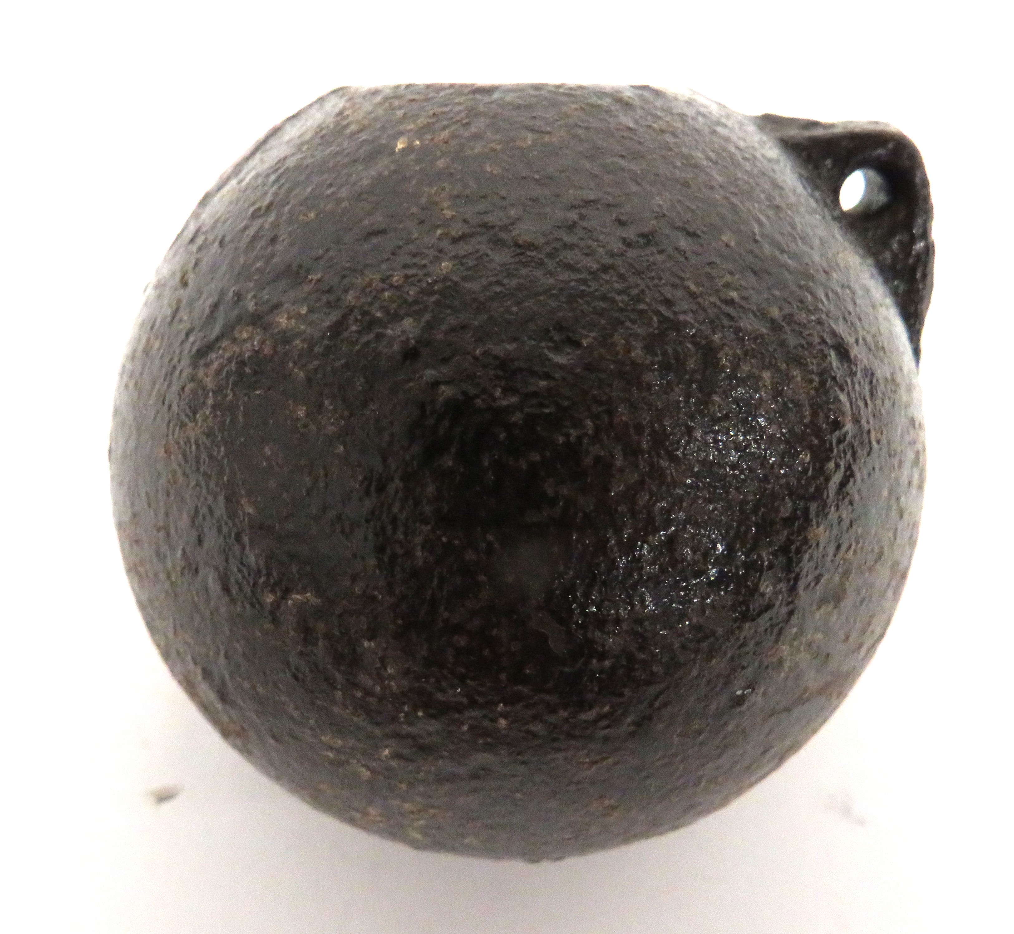 WW1 Inert Turkish Ball Grenade cast iron ball. The top with hanging ...