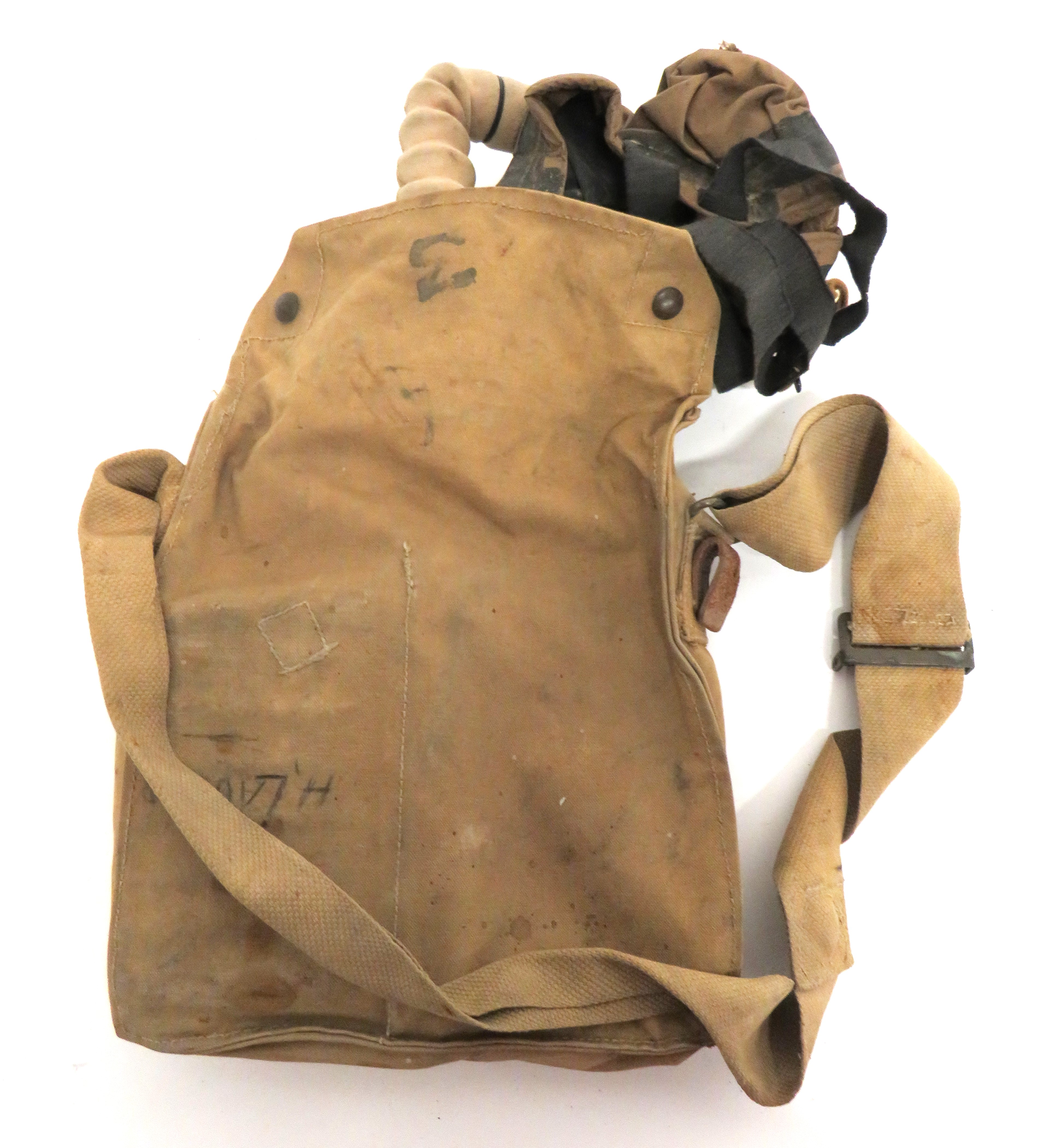 WW1 Dated British Respirator waterproof, khaki linen face masks with ...