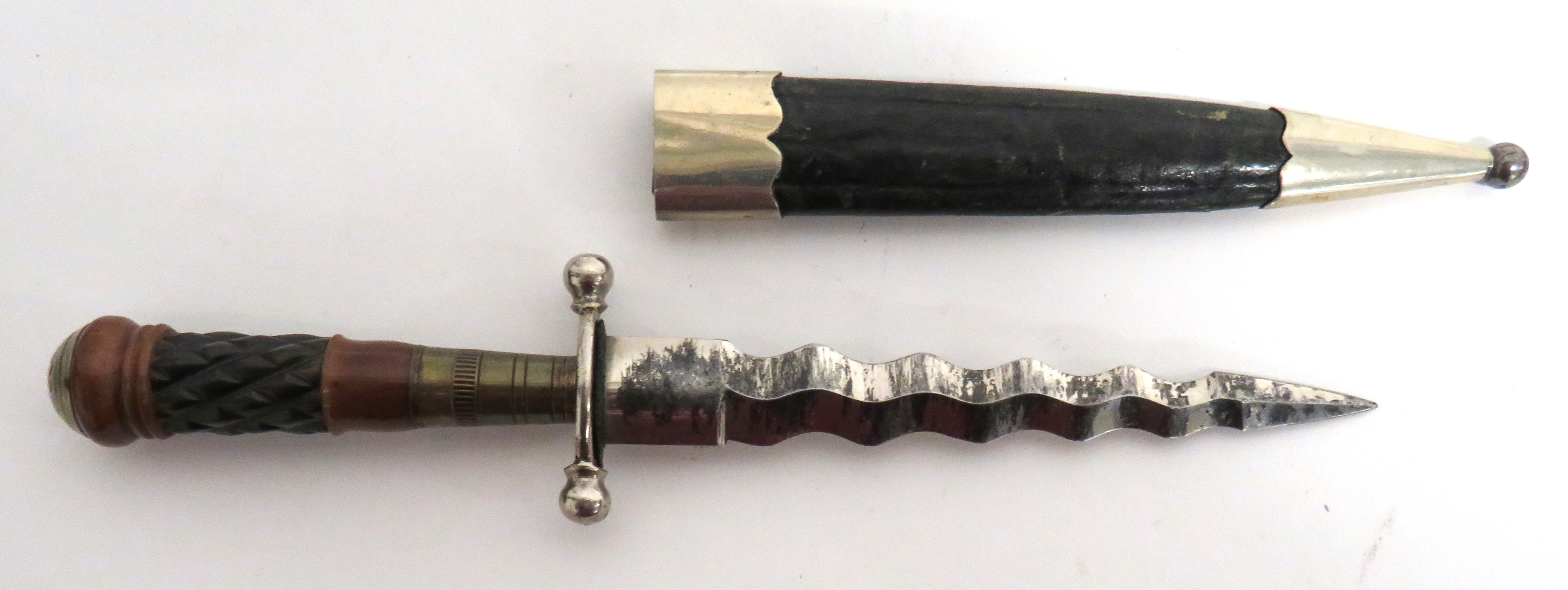 Late 19th Century European Dagger 5 inch, double edged, wavy blade ...