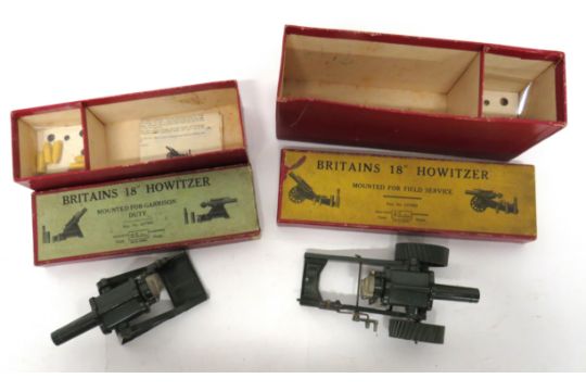 Two Britains Boxed Howitzer Cannons consisting Britains No 2107, 18 ...